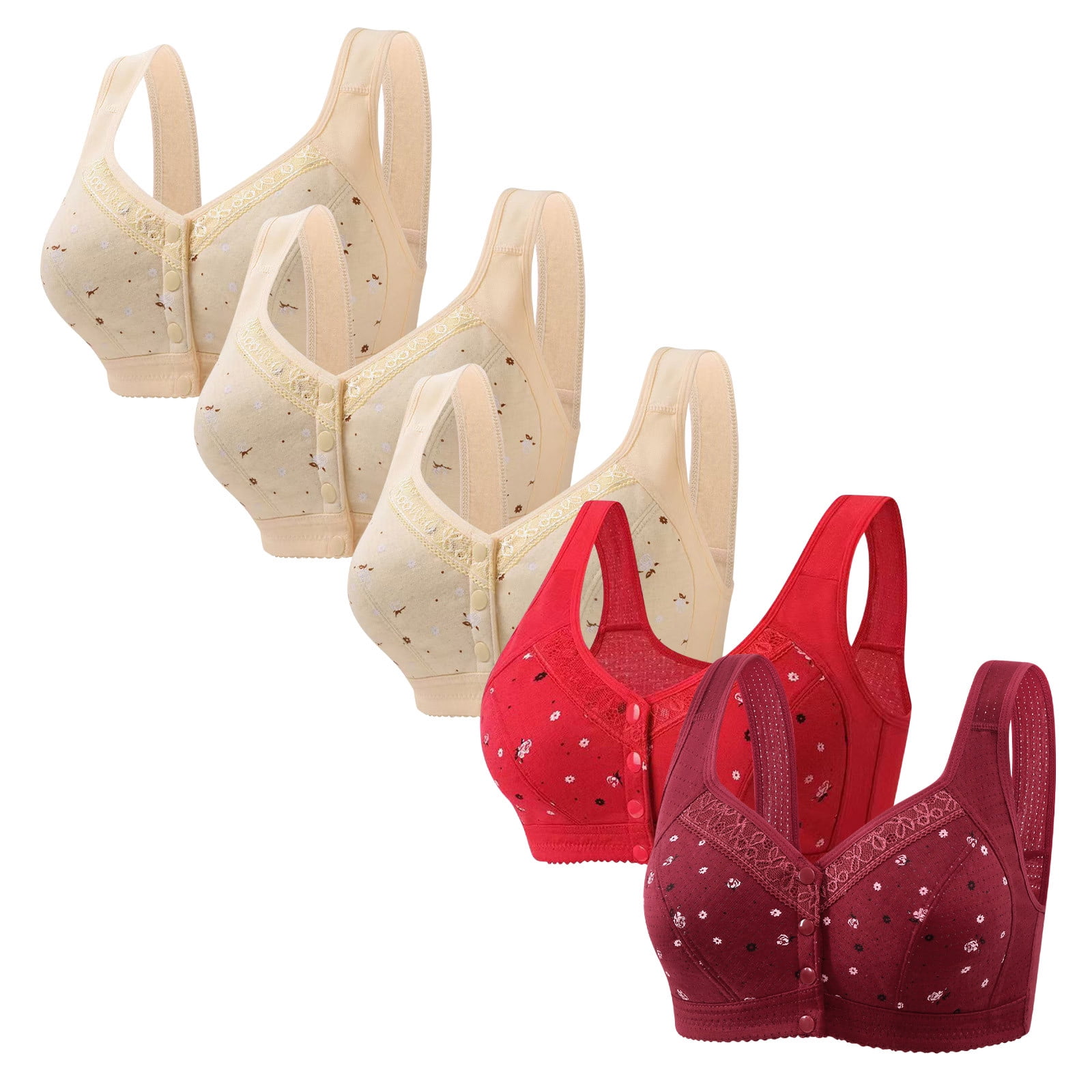 Lisbinx Plus Size Push up Bras for Women 5pc Woman's Comfortable Lace ...