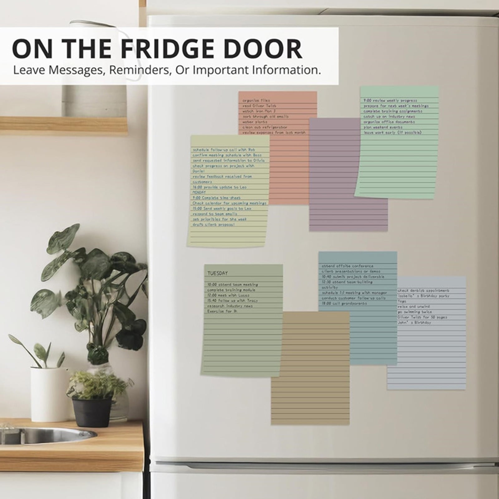 Nrmrqz Color Notes, 8 Pack Waterproof Tacky Notes, Multi-Color Paper ...