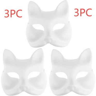 T-HOTLYST Cats Foxes Mask with Furs Eye Meshes Gem Sticker,Therians ...
