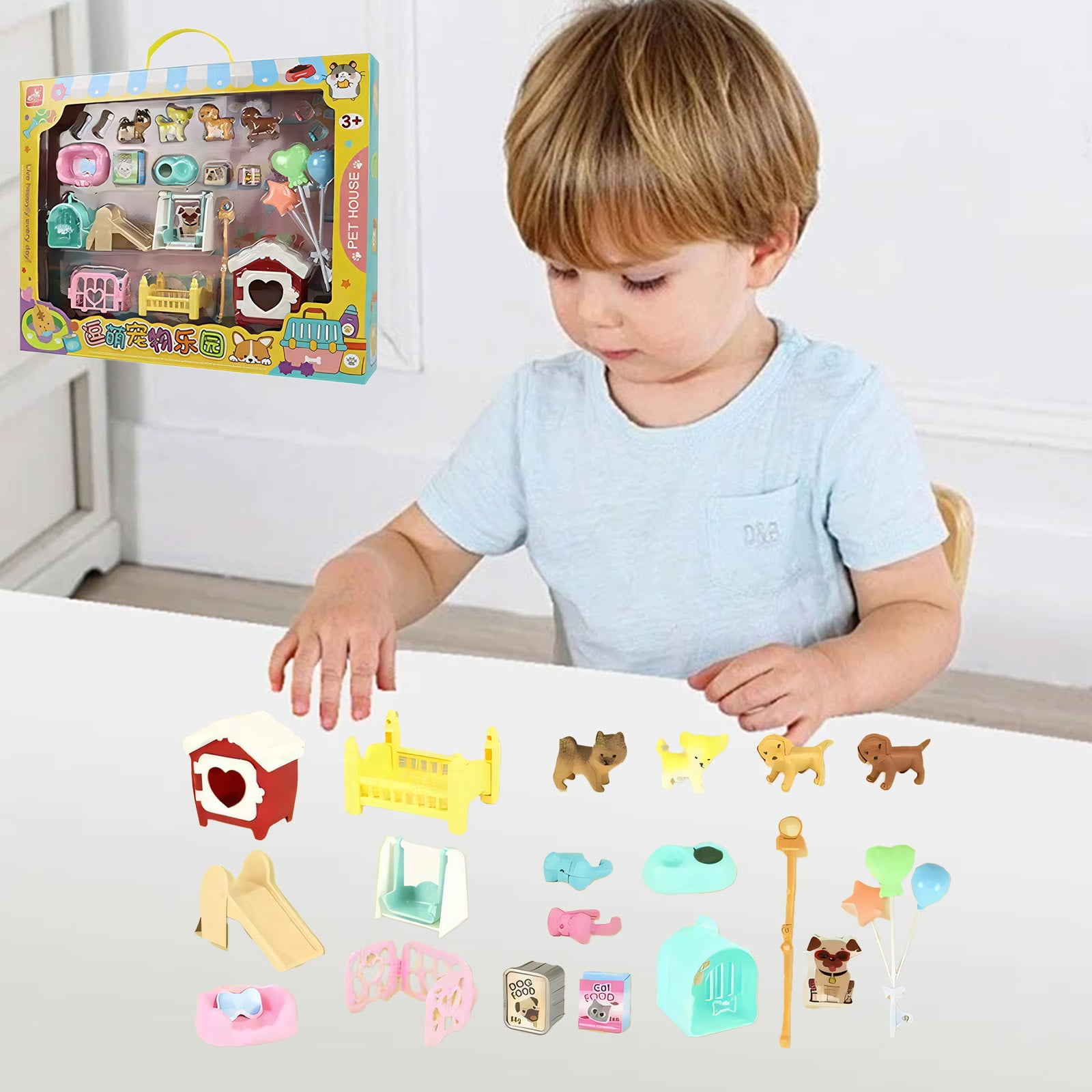 Nrmrqz Dog Themed Pet Playset For Kids With Miniature Accessories ...