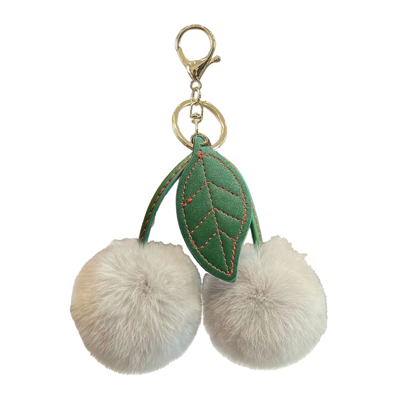 Nrmrqz Faux Rabbits Furs Cherries Pendant Keychain | Fluff Car Rearview ...