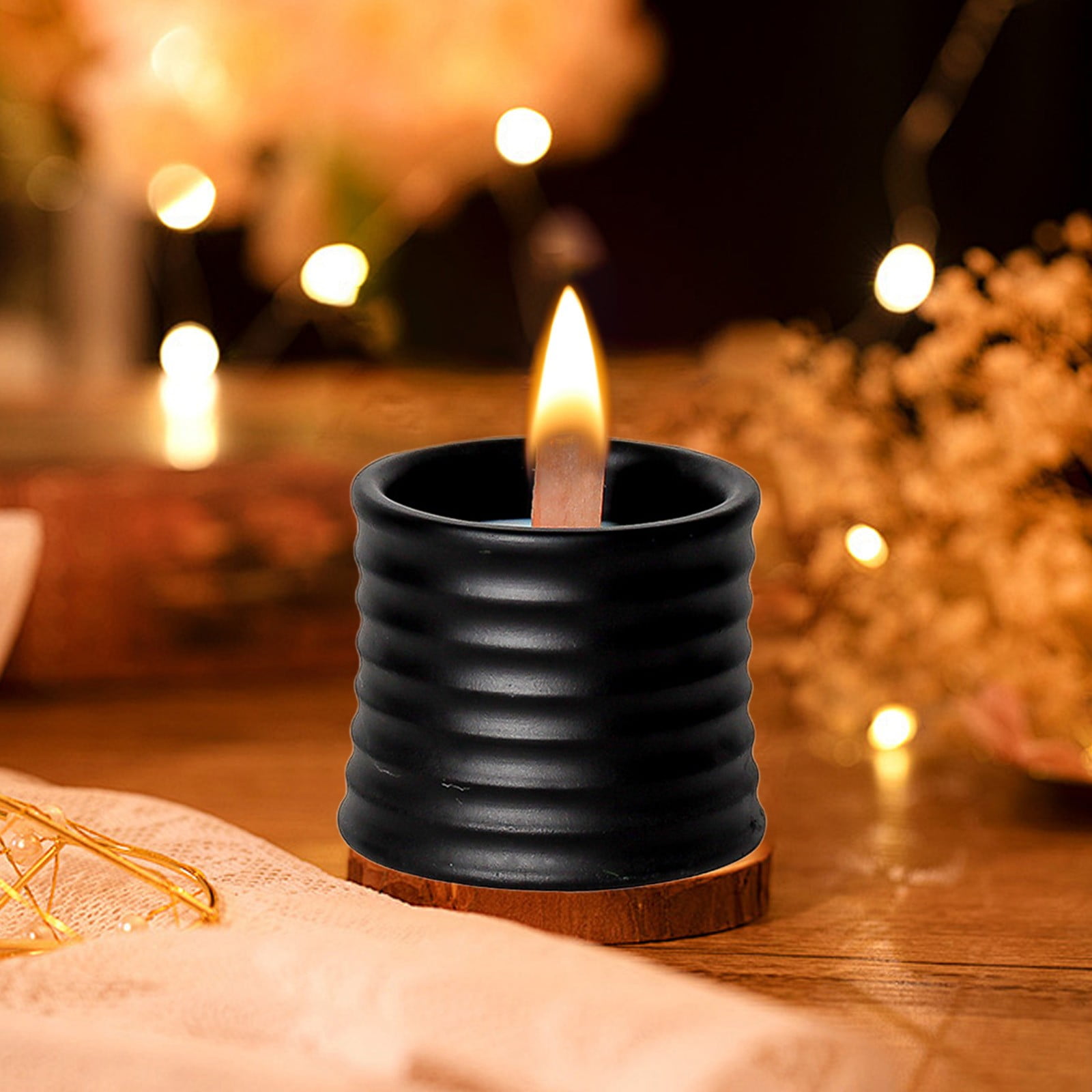 Nrmrqz Flameless Cement Candle Holder | Meteorite Design Candle Cup | 8 ...
