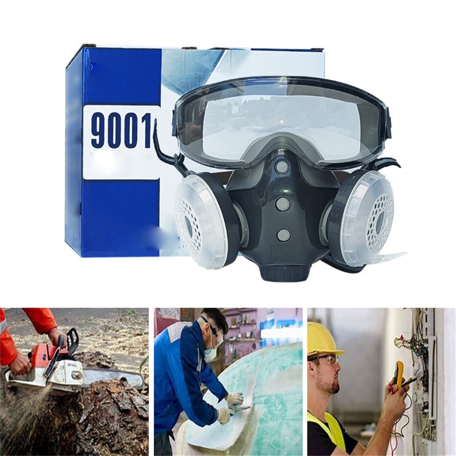 Nrmrqz Full Face Respirator Mask, Polycarbonate Large Lens, Anti-Toxic ...