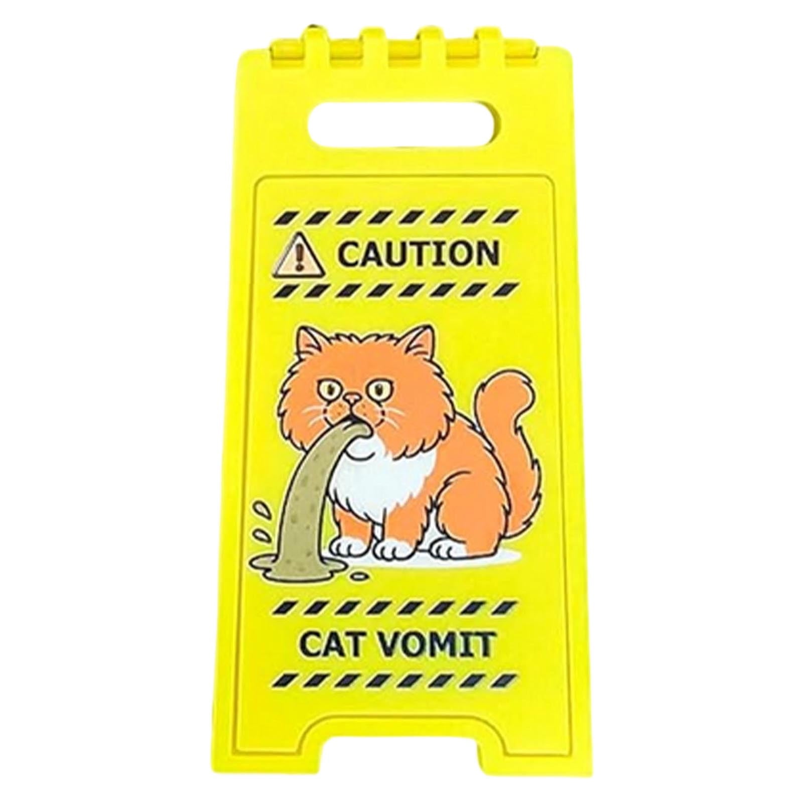 Nrmrqz "Funny Beware of Cats Vomitus Mini Foldable Table Sign | Double ...