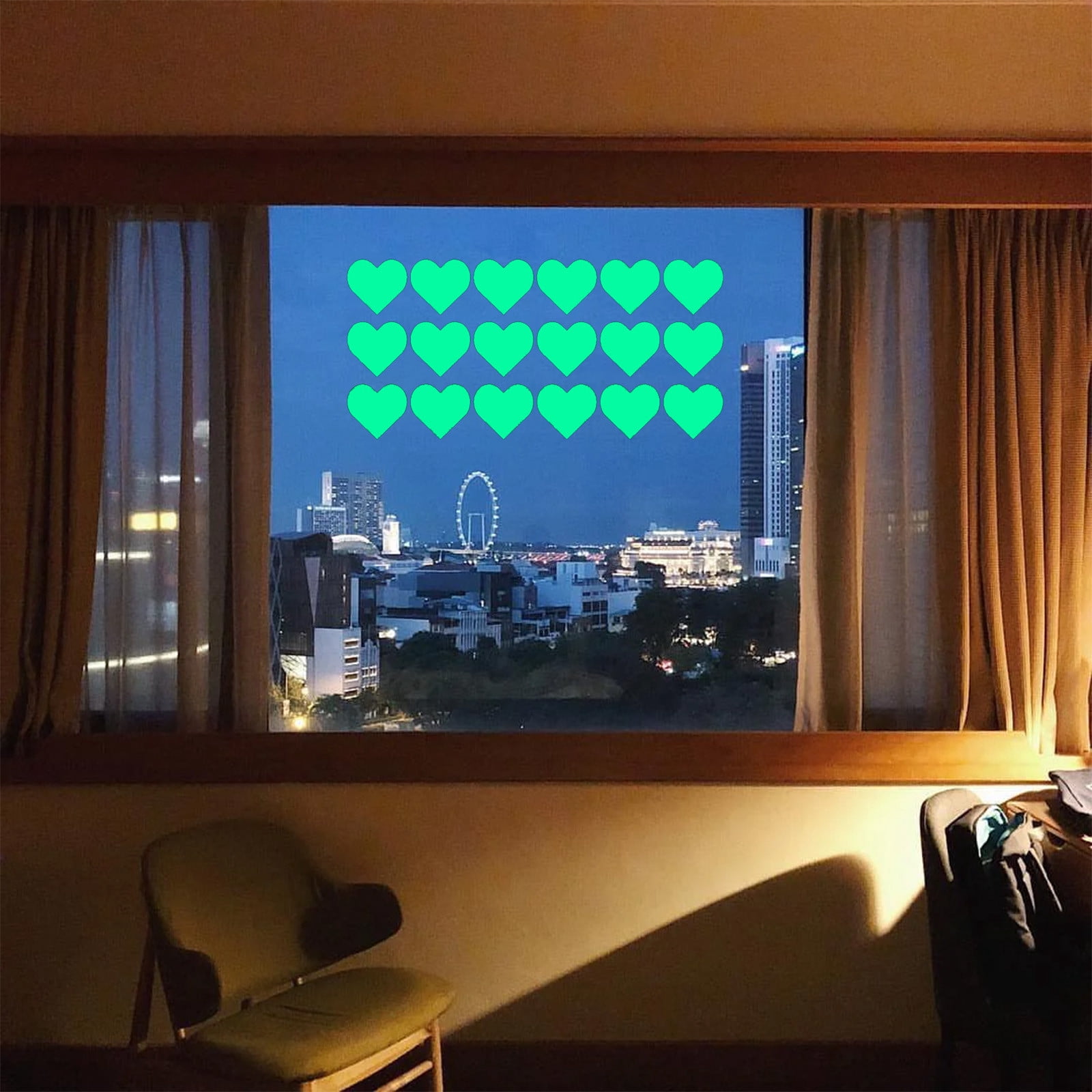 Nrmrqz Glow in the Dark Heart Wall Stickers | Fluorescent Valentine's ...