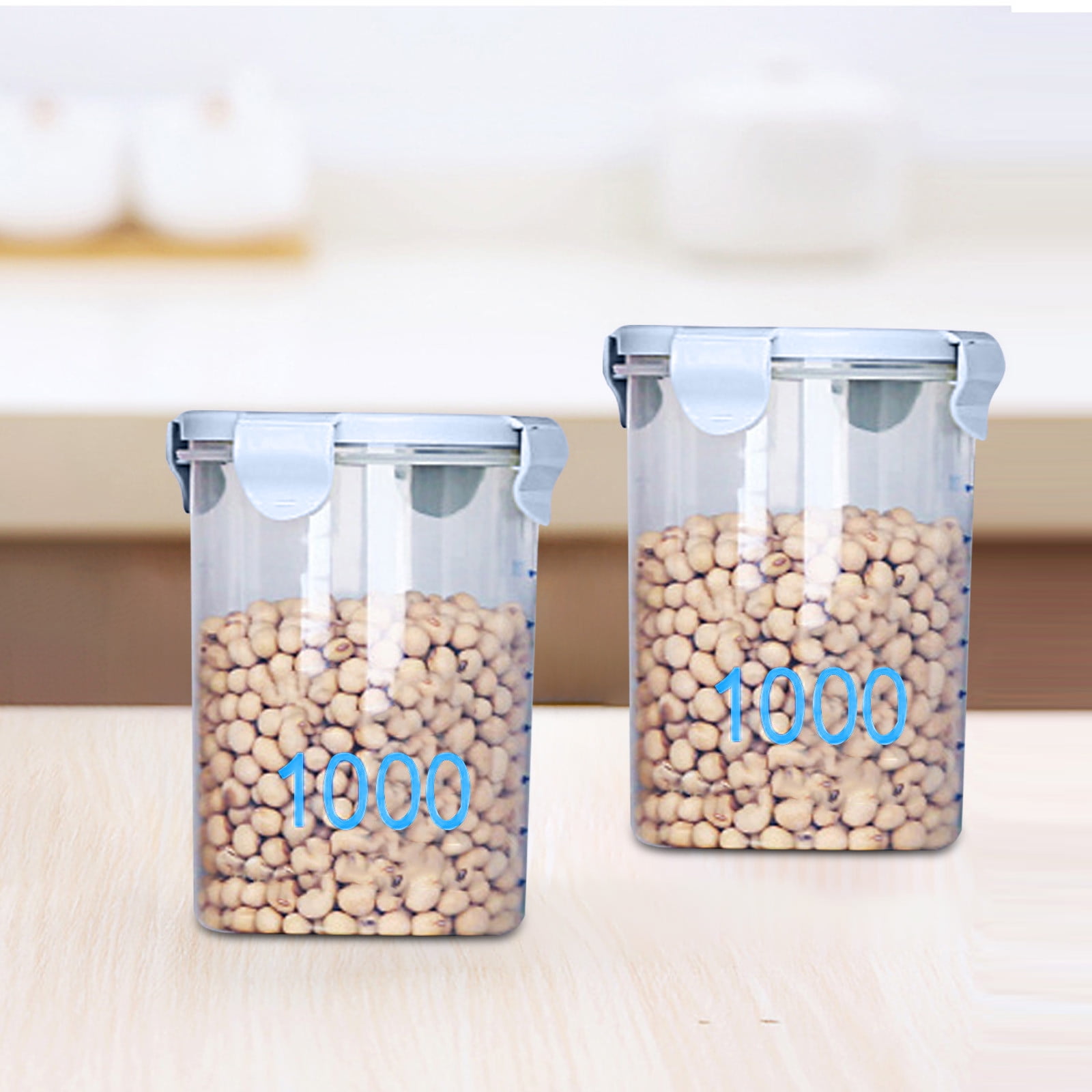 Nrmrqz Graduated Storage Jars, Plastic Sealing Jars with Silicone Lids ...