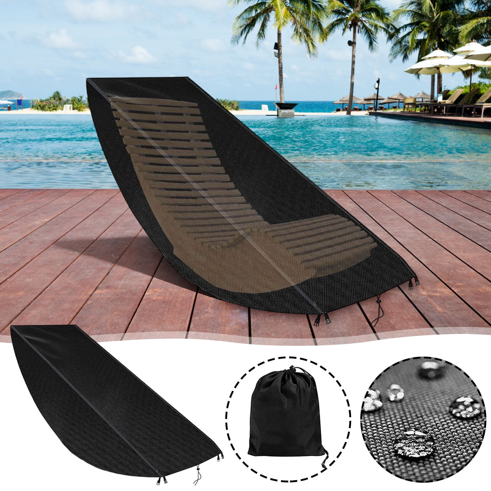 Nrmrqz Heavy Duty Waterproof Sun Lounger Cover | Fits Garden Loungers ...