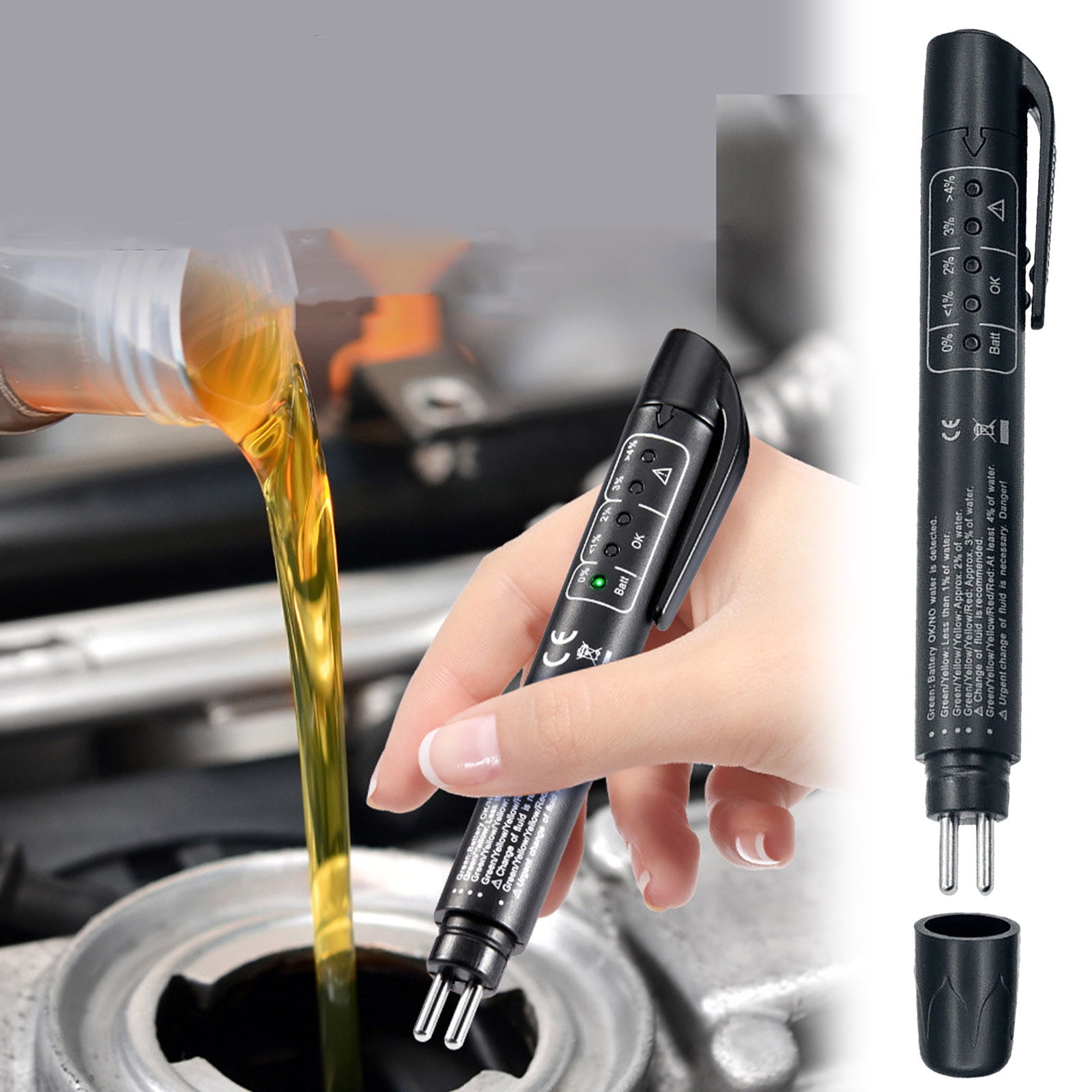 Nrmrqz High-Precision Brake Fluid Moisture Tester Pen, 5 LED Indicators ...
