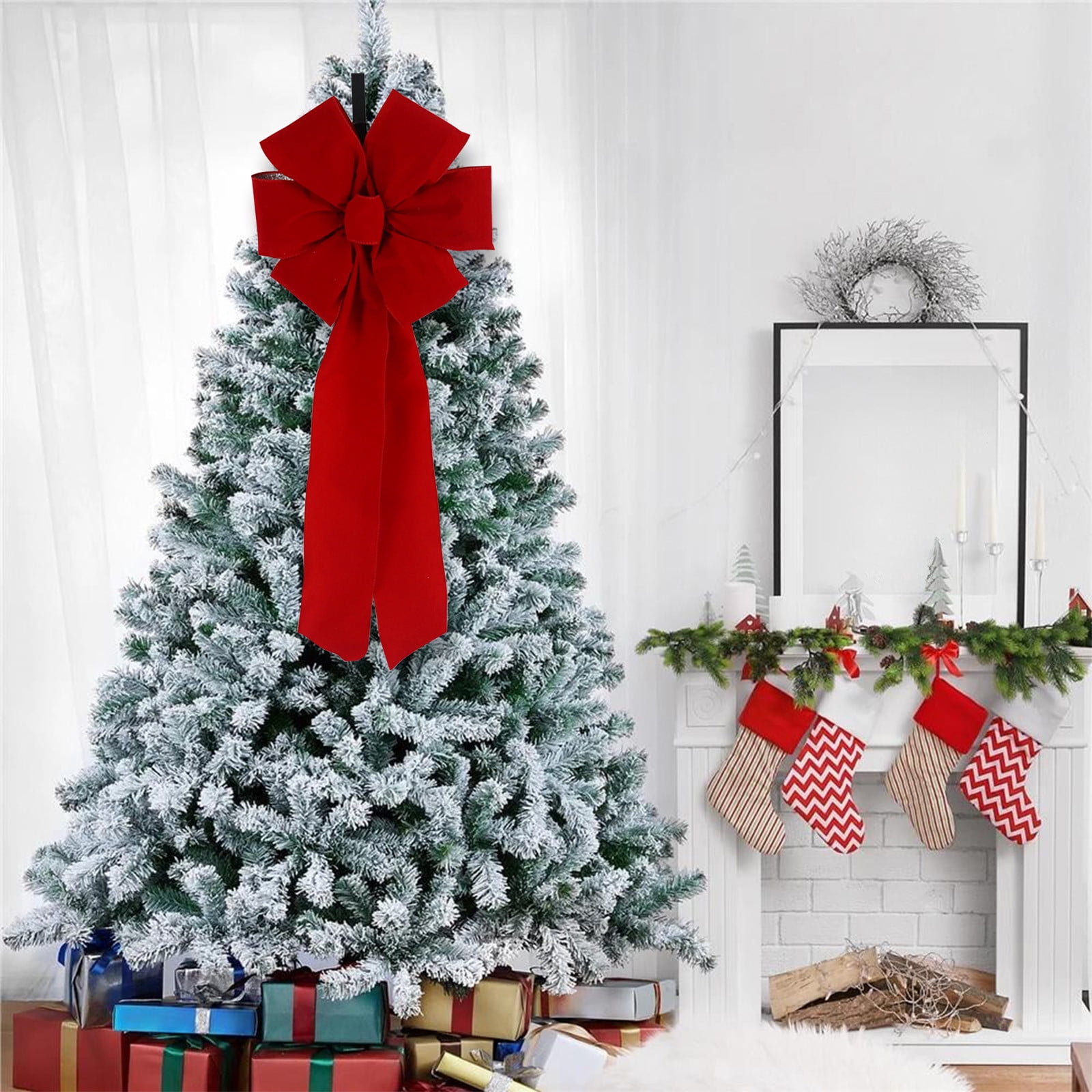 Nrmrqz Large Red Christmas Bow for Tree Wreath and Outdoor Door ...