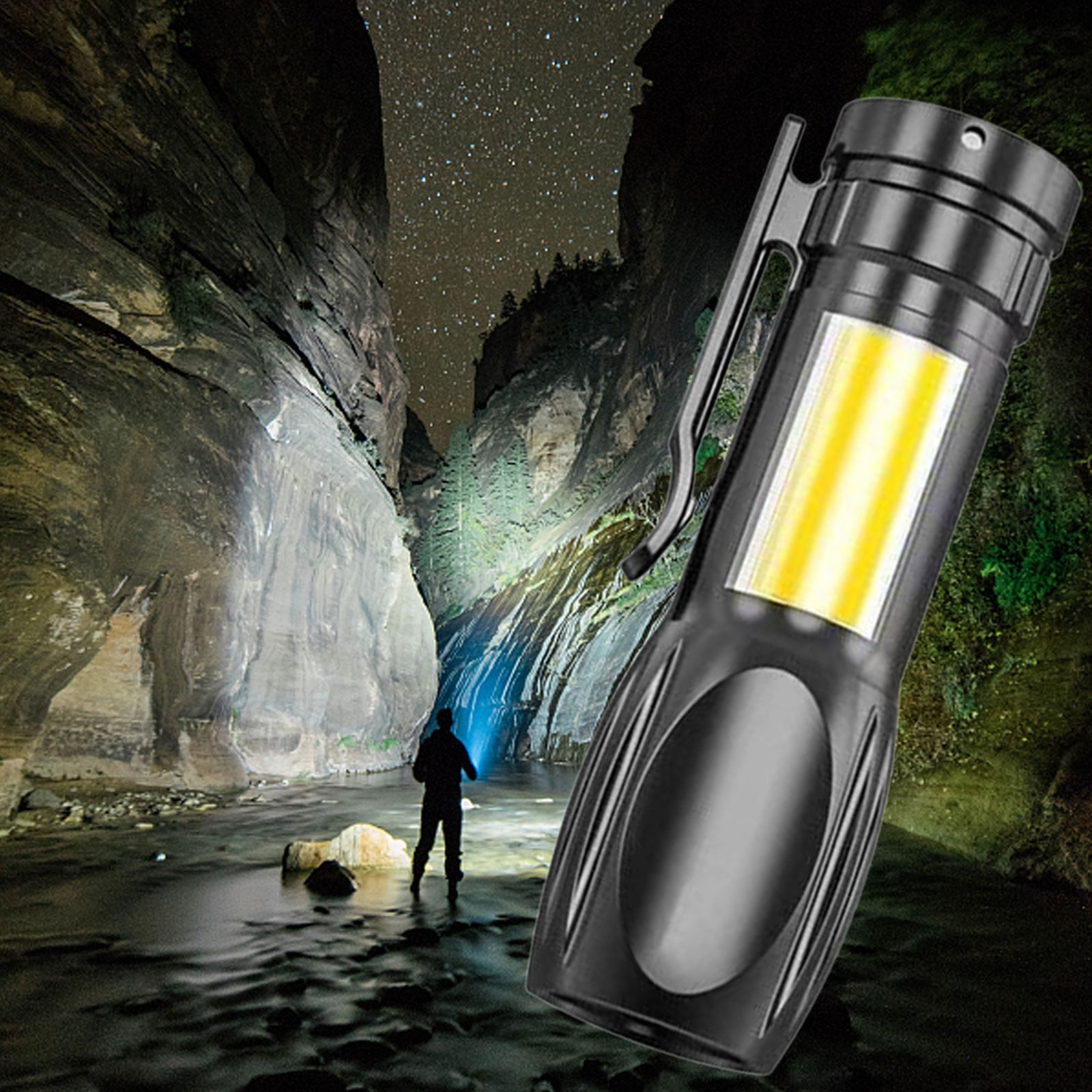Nrmrqz Linterna Recargable COB Side Light Flashlight, USB Rechargeable ...