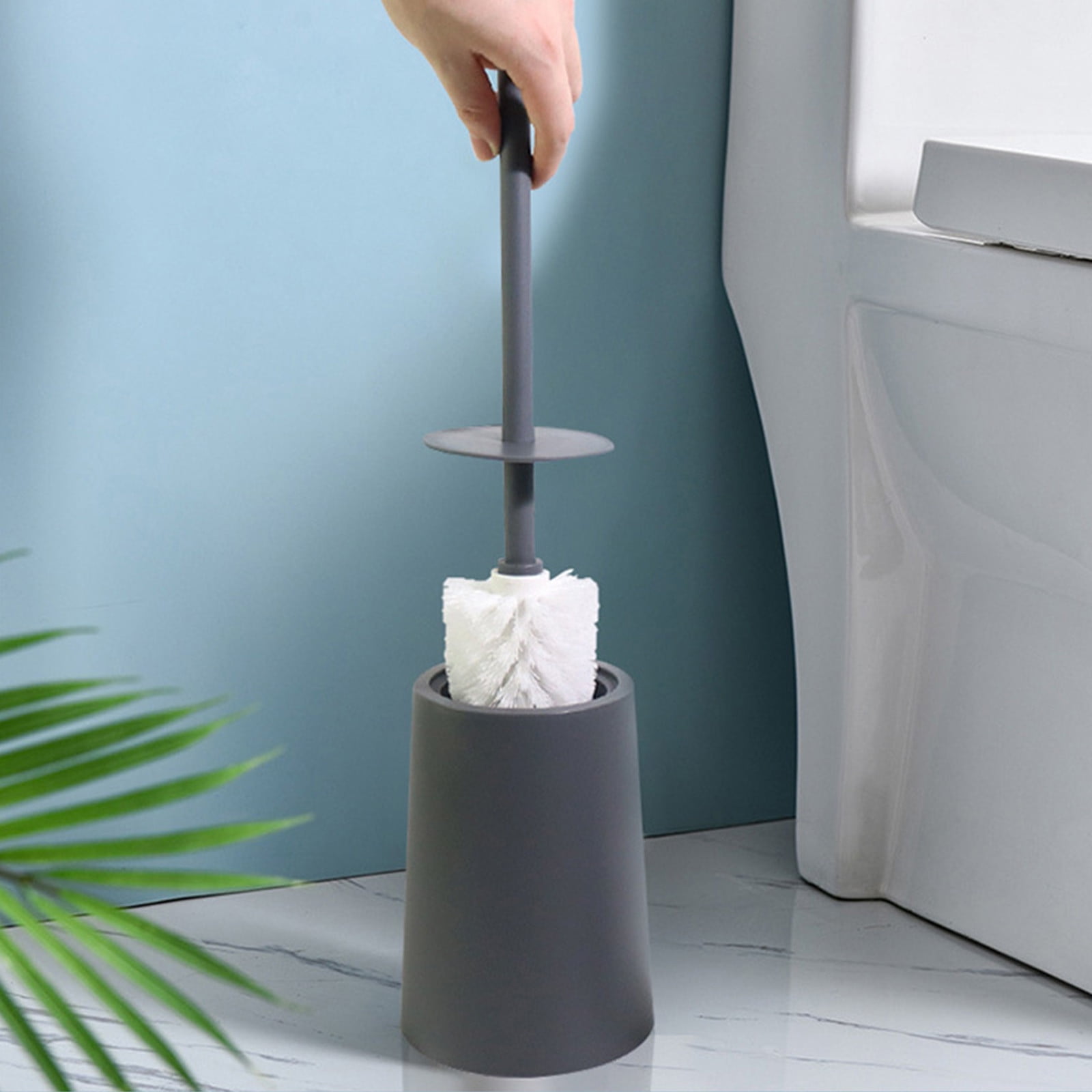 Nrmrqz M-1 Toilet Brush Set with Drip-Free Grip, Stiff Nylon Bristles ...