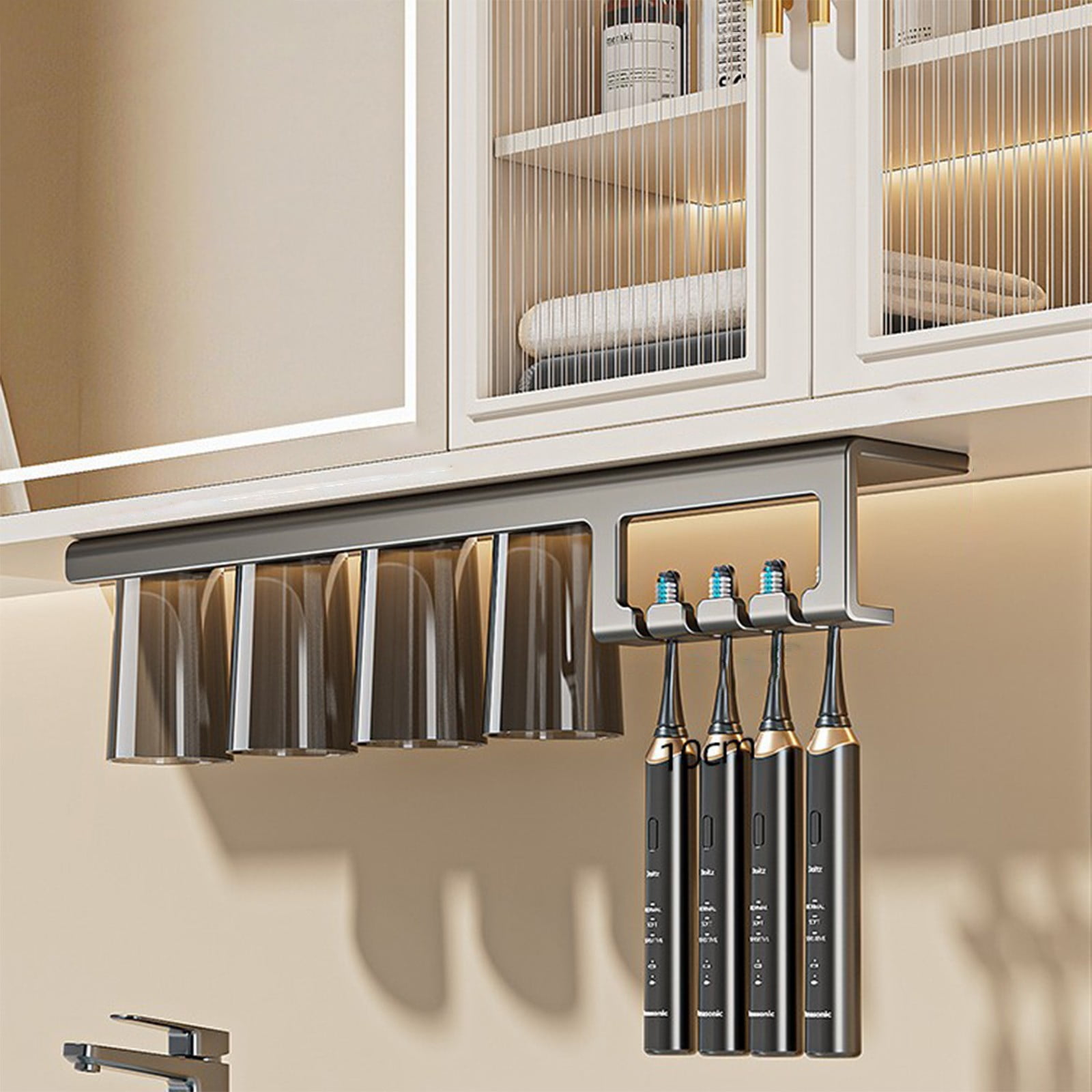 Nrmrqz Magnetic Toothbrush Rack, No-Drill Wall-Mounted Organizer, Space ...