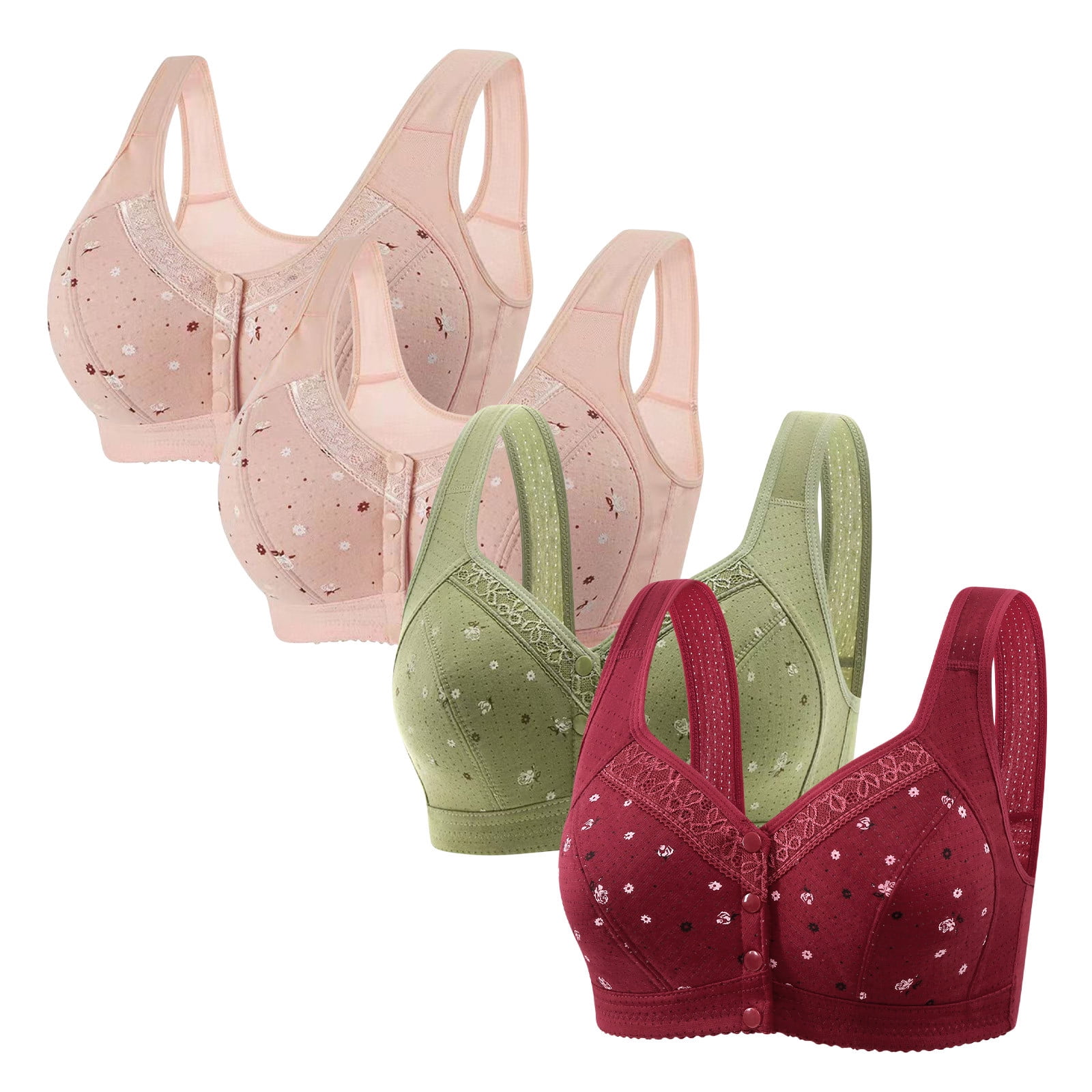 Lisbinx Everyday Bras 4pc Woman's Comfortable Lace Breathable Bra ...