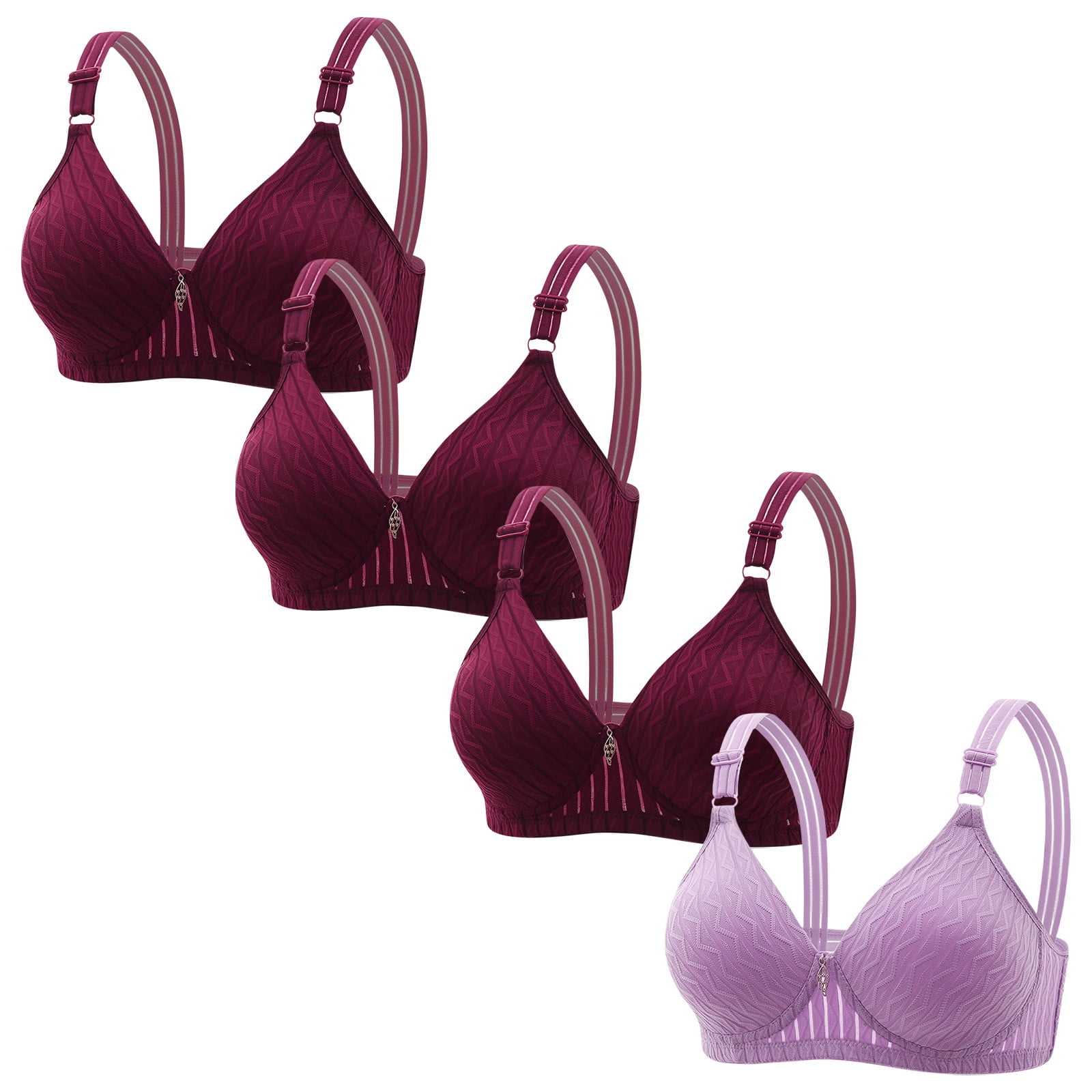 Lisbinx Womens Plus Size Bras 4PC Woman's Embroidered Glossy ...
