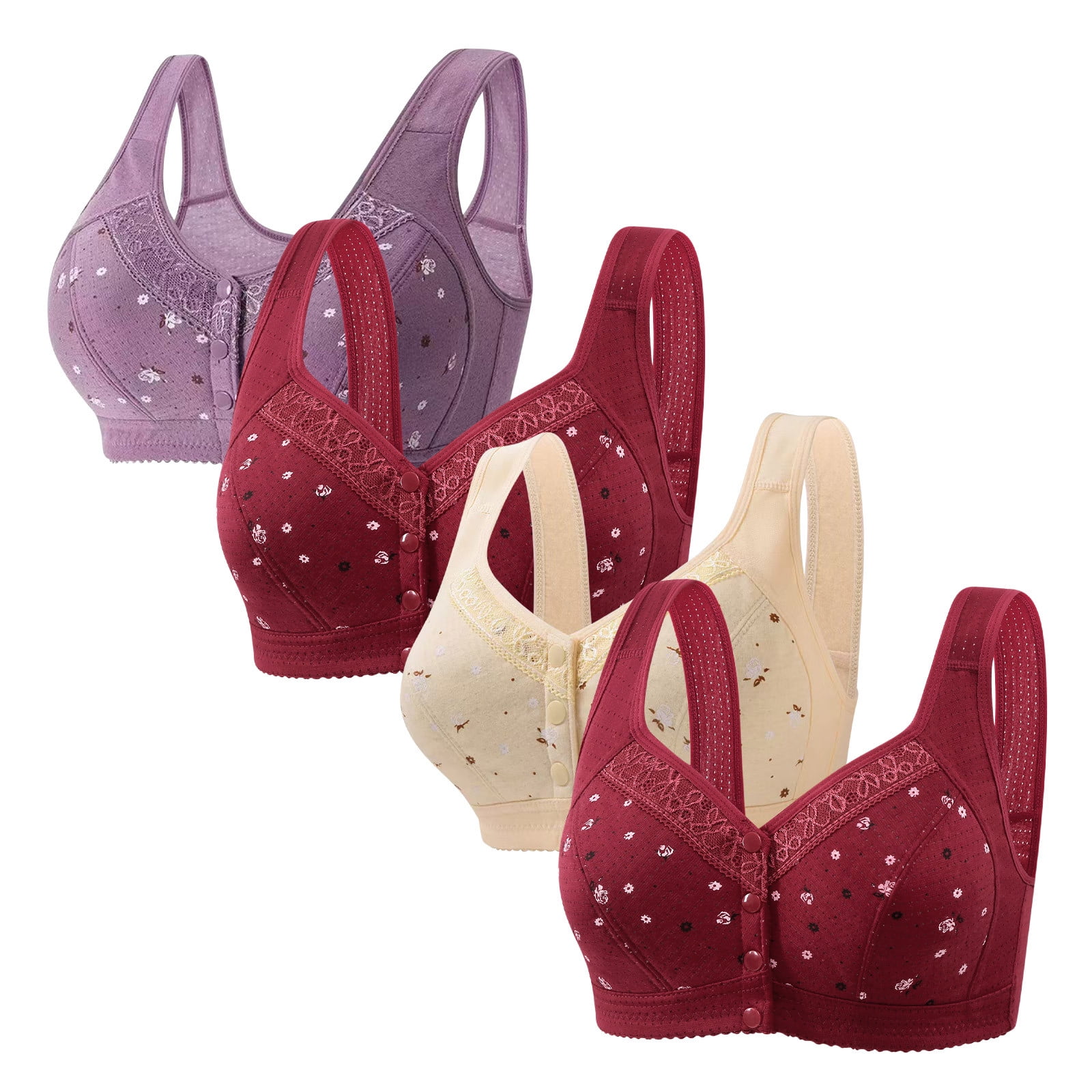Lisbinx Women's Bras 4pc Woman's Comfortable Lace Breathable Bra ...