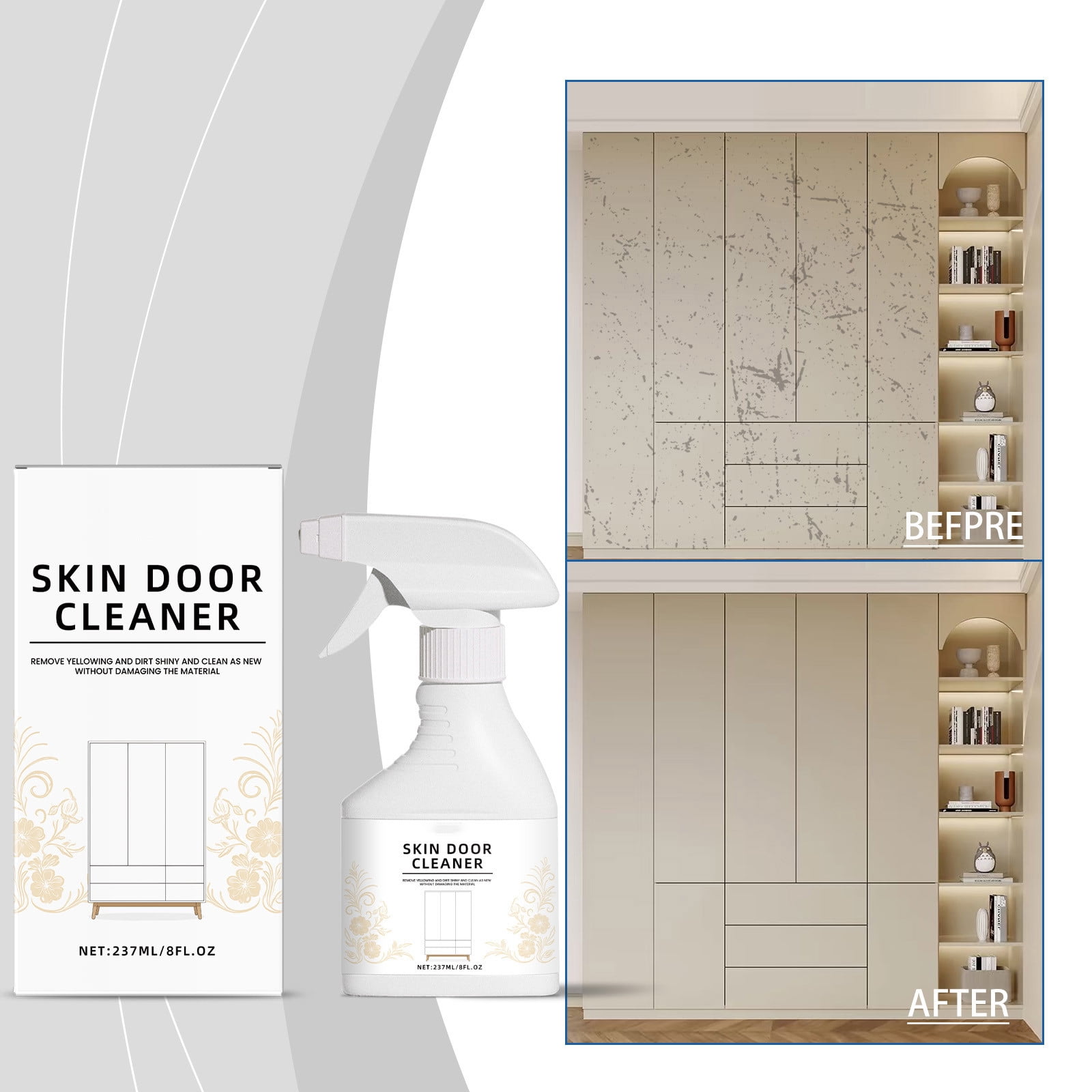 Nrmrqz Multi-Functional Cabinet & Door Cleaner Spray | Effective Yellow ...