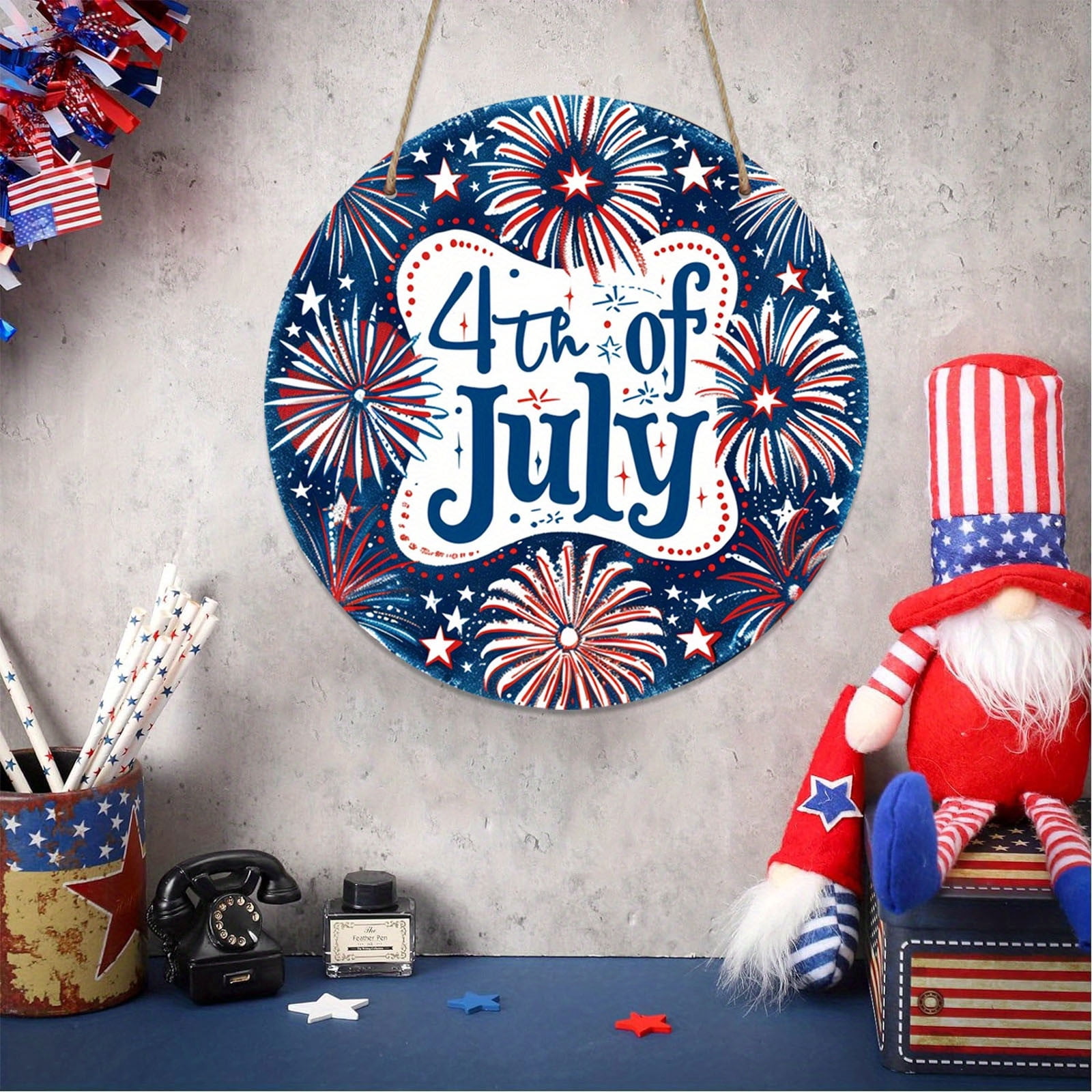 Nrmrqz Patriotic USA Wooden Welcome Sign - Red White & Blue Vintage ...
