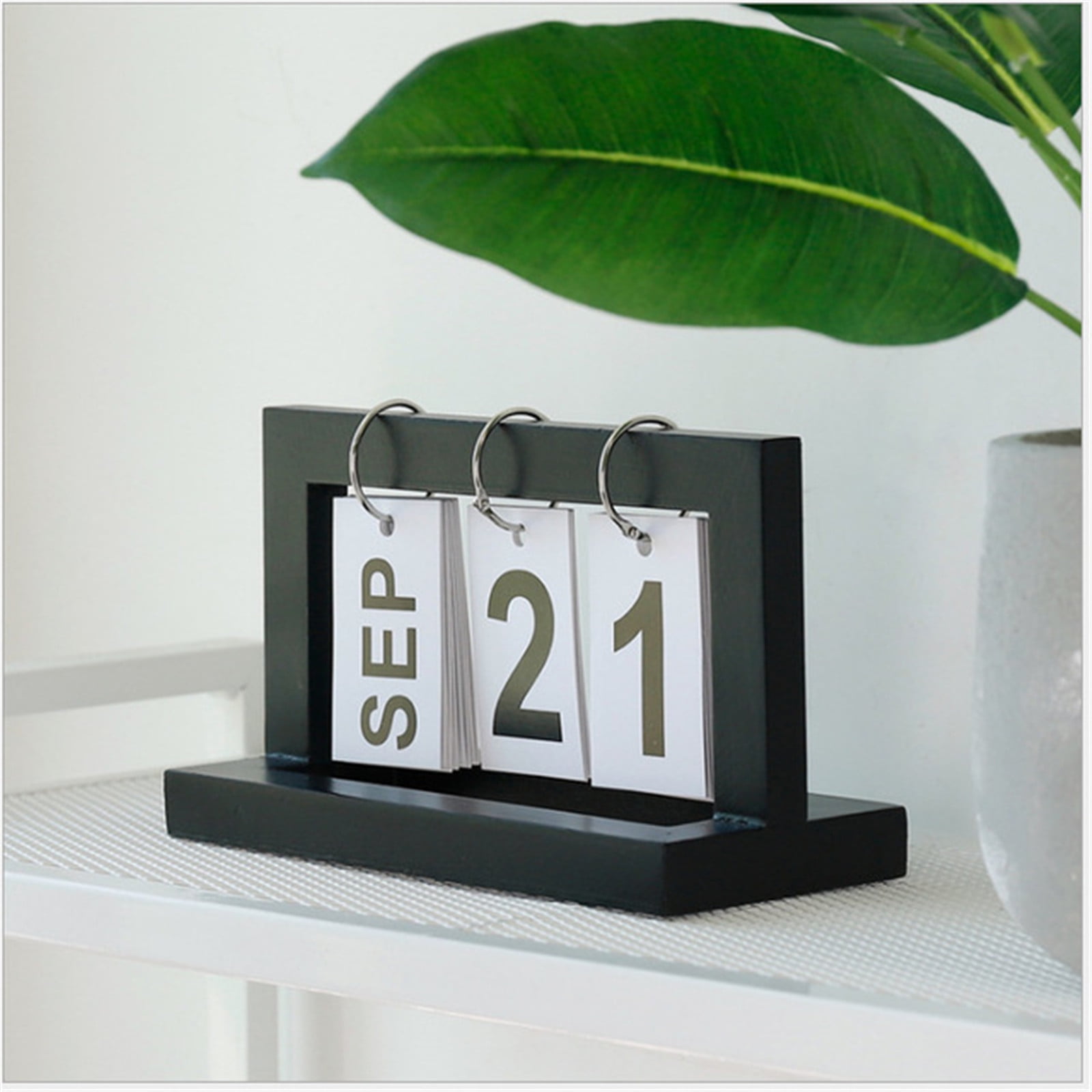 Nrmrqz Perpetual Wooden Block Calendar with Rotating Months-Ideal for ...