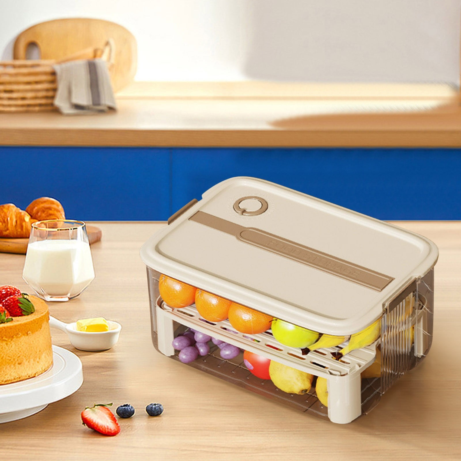 Nrmrqz Portable 3-Layer Refrigerator Storage Box | Airtight Food ...