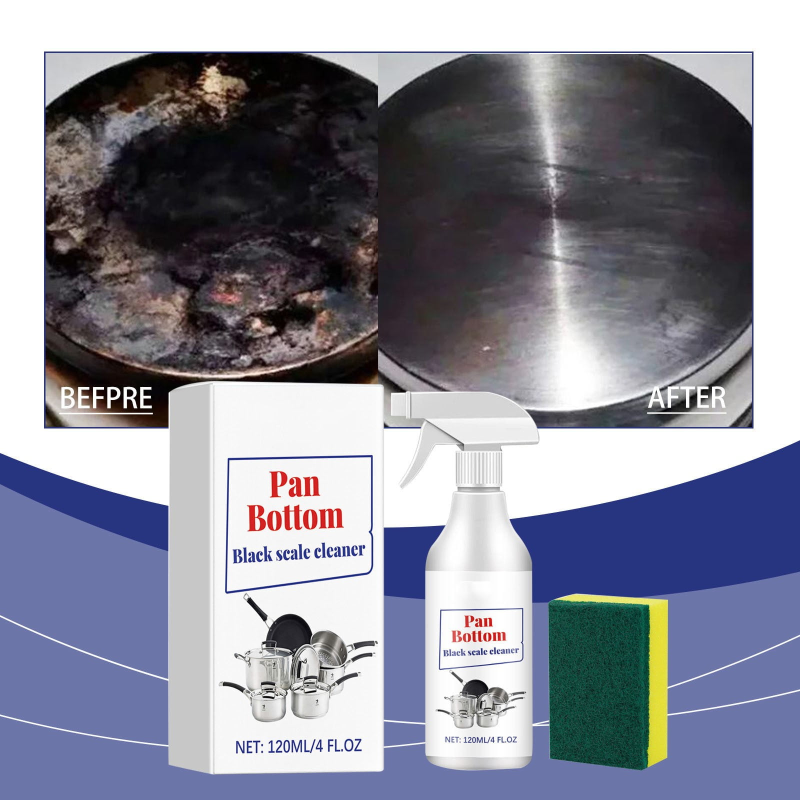 Nrmrqz Pot Bottom Cleaner Spray - 120ml Degreaser & Descaling Solution ...