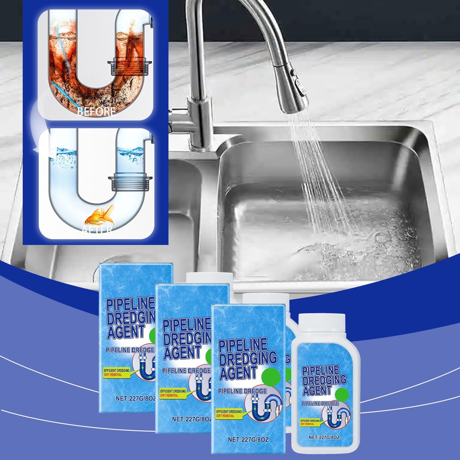 Nrmrqz Powerful Drain Cleaner & Unclogging Agent - 320ml Kitchen Sink ...