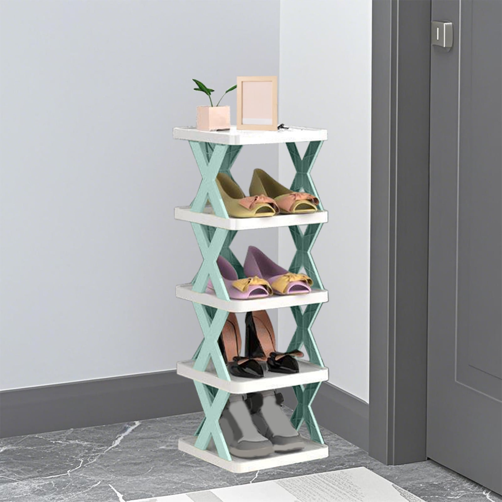 Nrmrqz Scandinavian Style 5-Tier DIY Storage Shelf | Plastic Shoe Rack ...