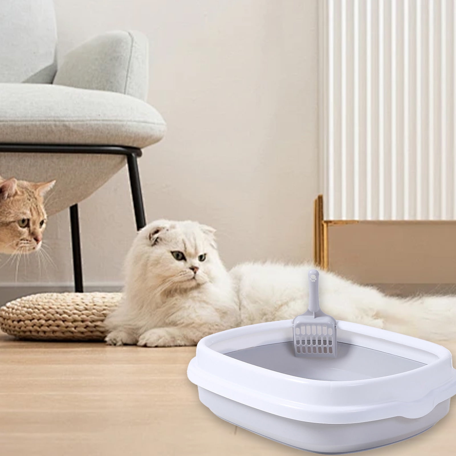 Nrmrqz Semi-enclosed Pet Litter Box – Cat Toilet with Litter, Hygienic ...