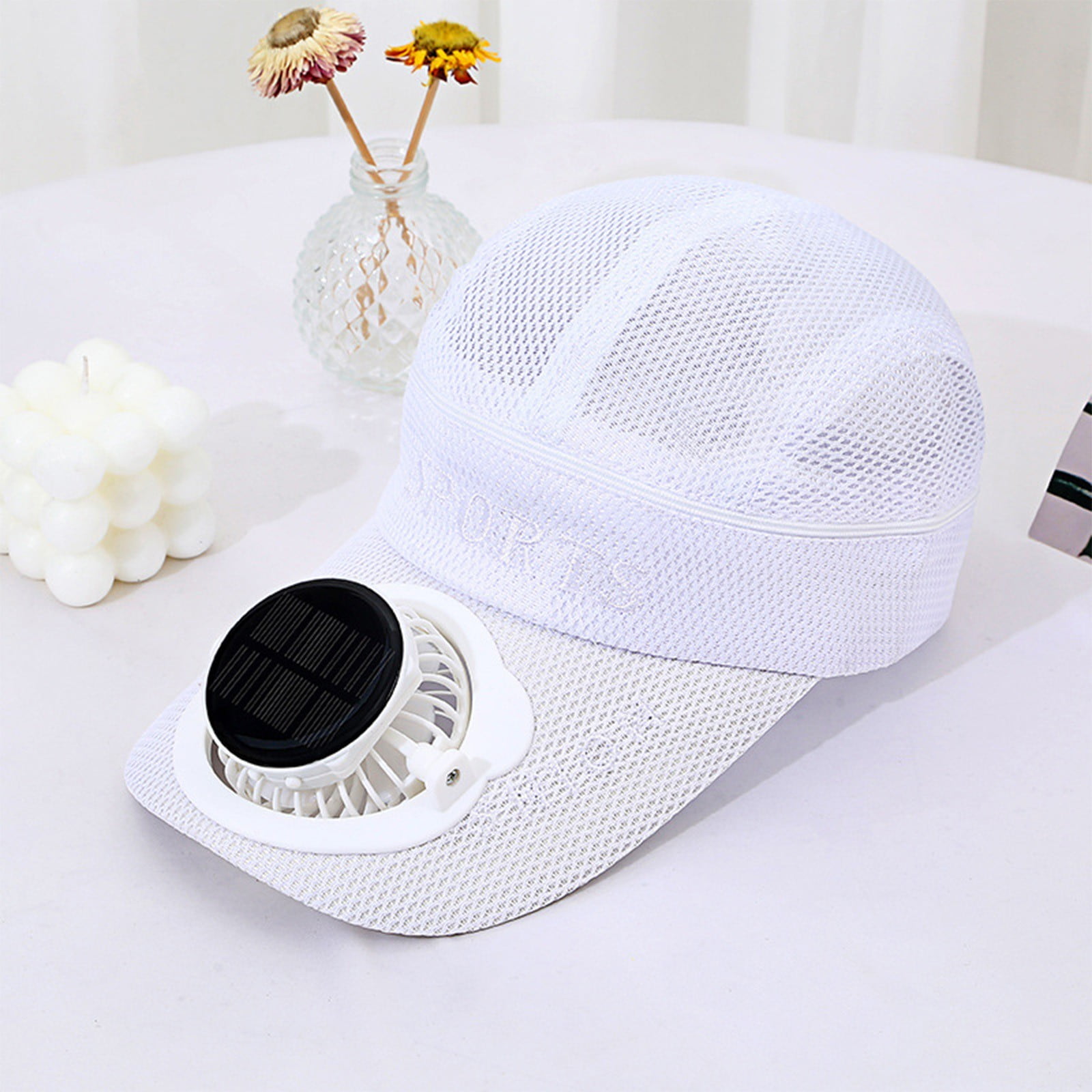 Nrmrqz Solar Powered Fan Hat, 360° Rotating Fan with USB Charging ...