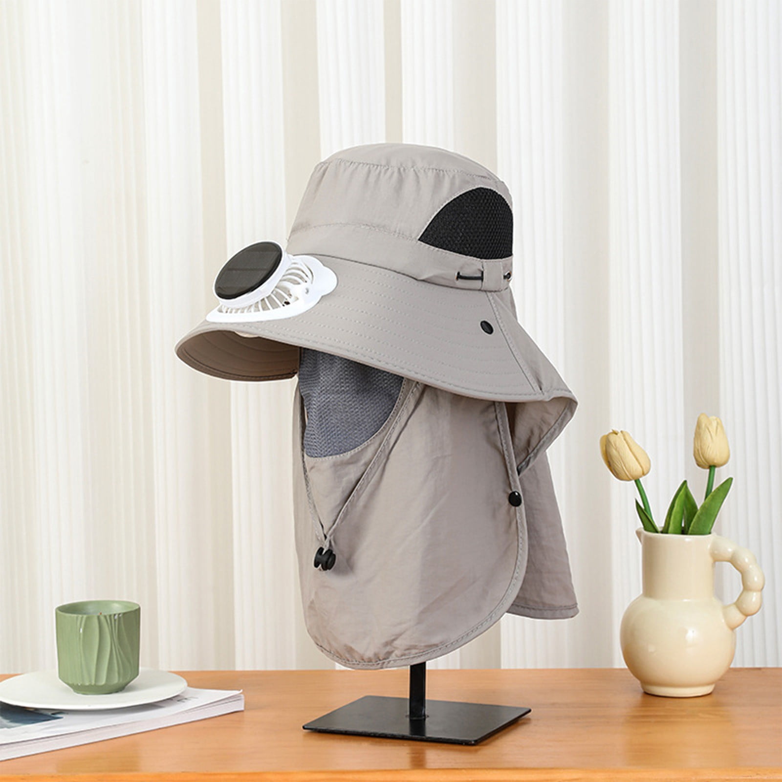 Nrmrqz Solar USB Charging Fan Hat | Detachable 360° Rotating Fan | 3 ...