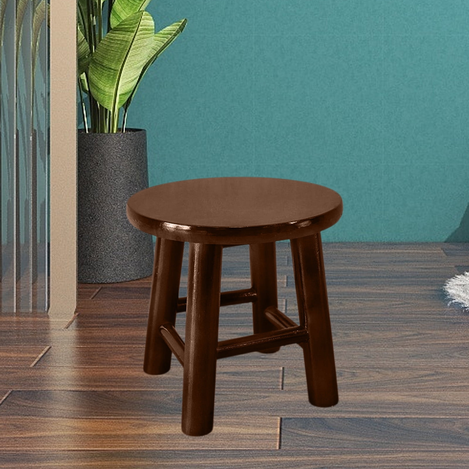 Nrmrqz Solid Wood Round Stool - 25x25x25cm Small Laundry, Shoe Changing, or Kitchen Stool ...