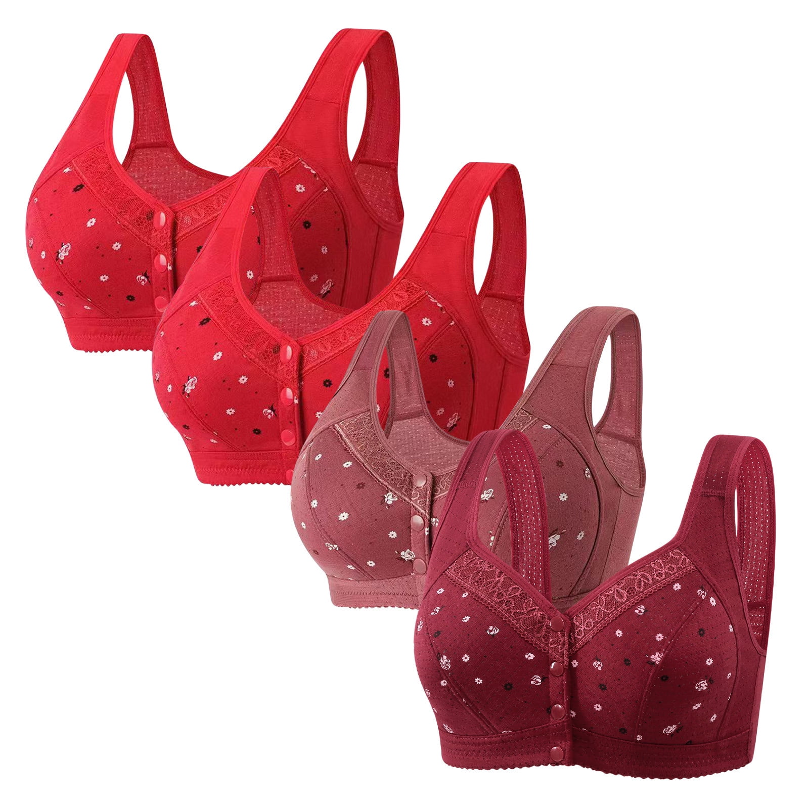 Lisbinx Comfortable Bras for Women 4pc Woman's Comfortable Lace ...