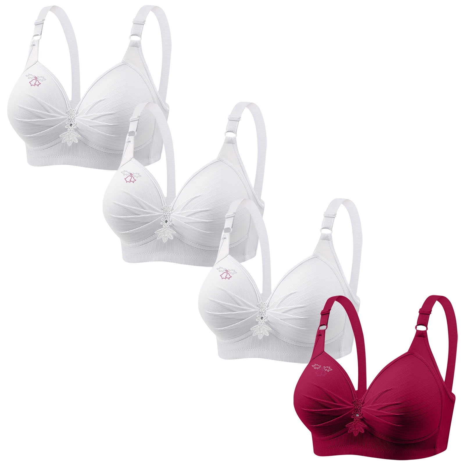 Lisbinx Bras for Women Plus Size 4PC Woman's Printing Gathered Together ...