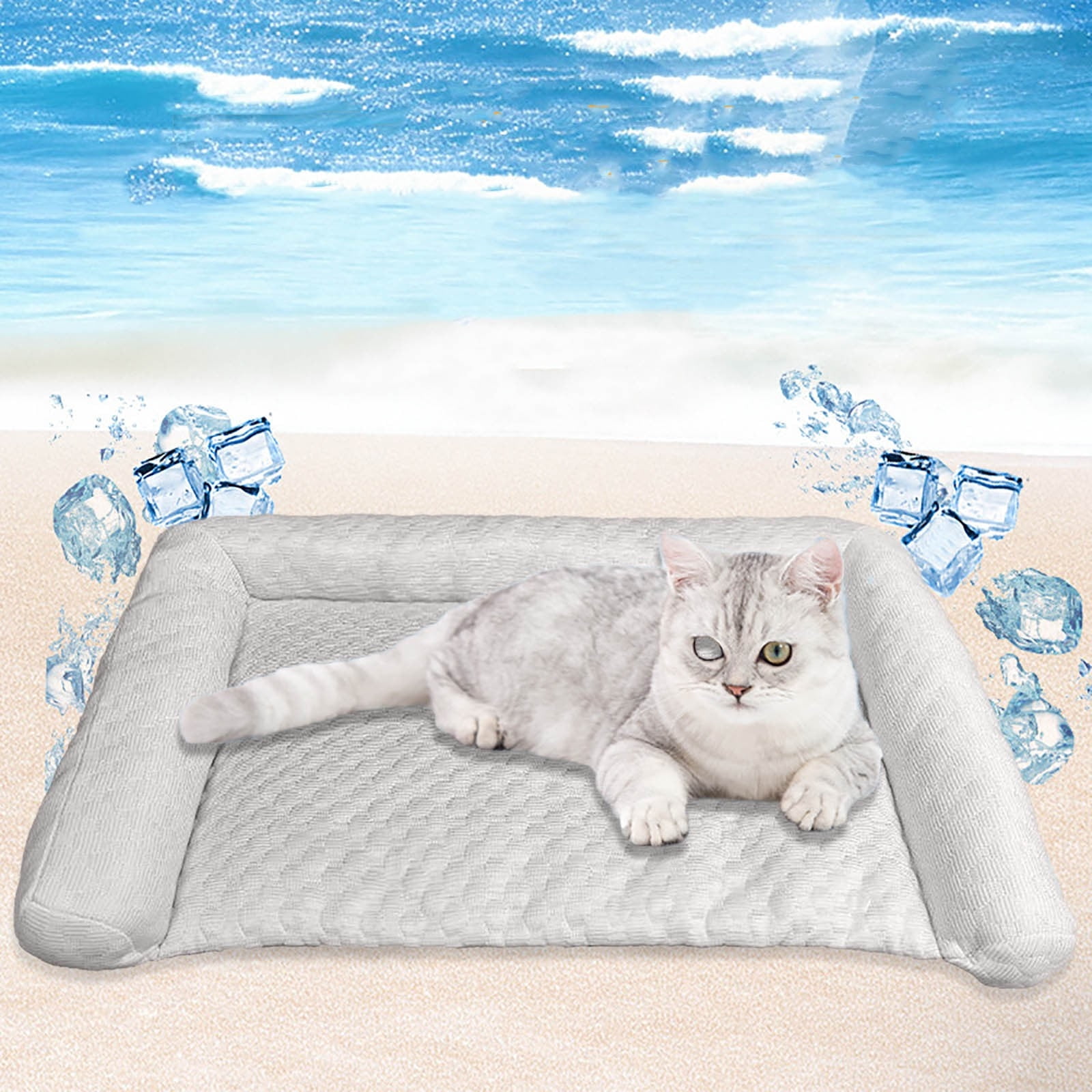 Nrmrqz Summer Pet Cooling Mat for Dogs & Cats | 70cm x 45cm Ice Silk ...