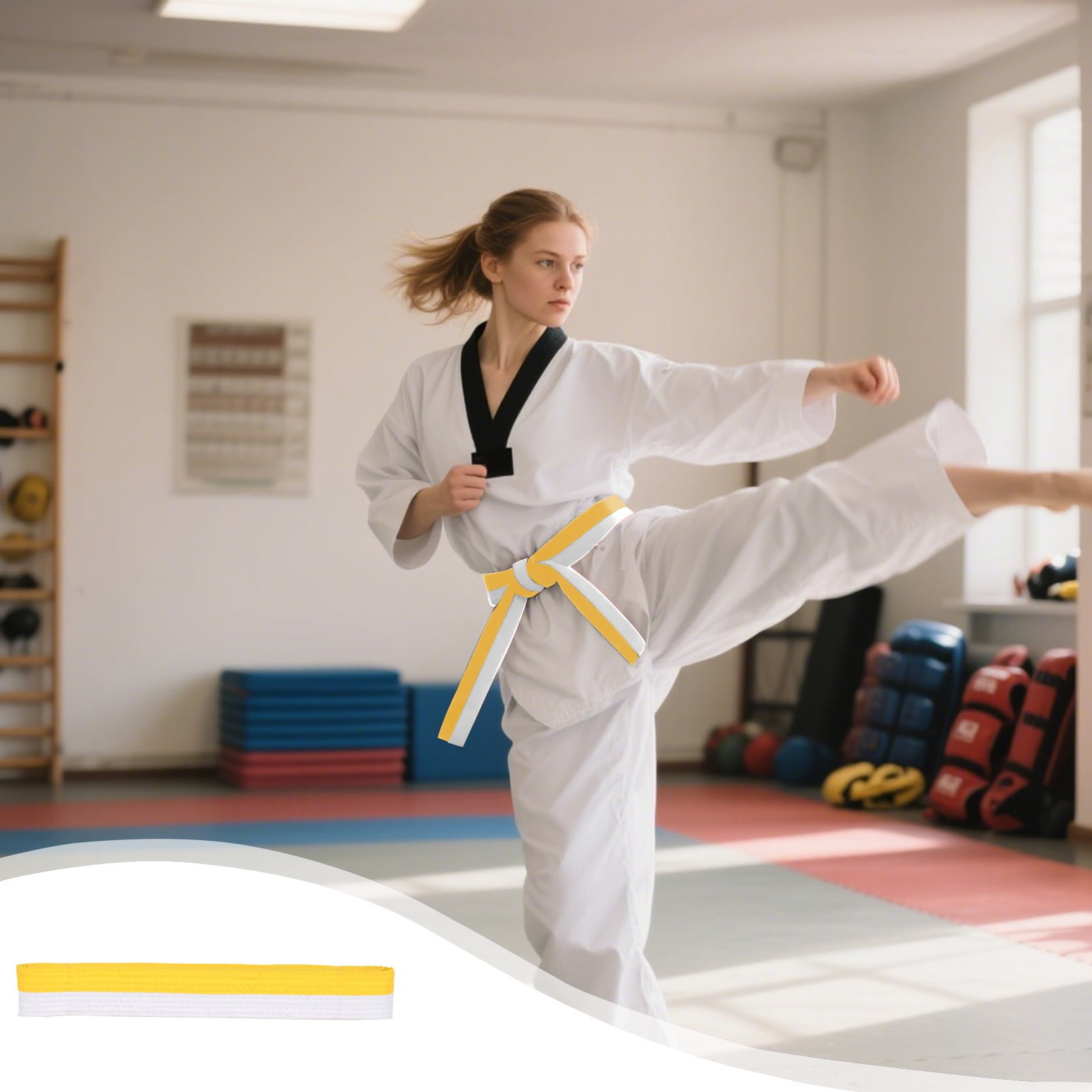 Nrmrqz Taekwondo Belt Double Needle Eight Thread 280cm Polyester for Karate Judo Training Multi ...