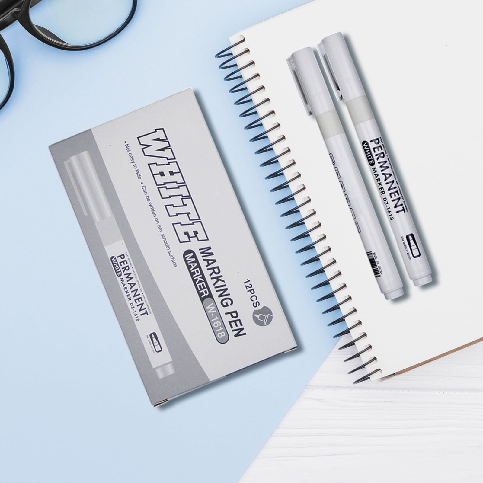 Nrmrqz White Markers Waterproof Oil-Based Pens 26.4ml for Dark Surfaces ...