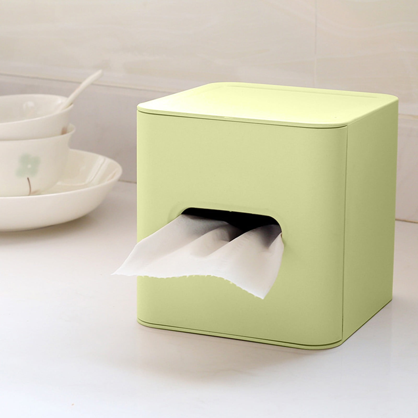 Nrmrqz Wood Tissue Box Cover Modern Tissue Box Holders ABS Plastic Slim ...