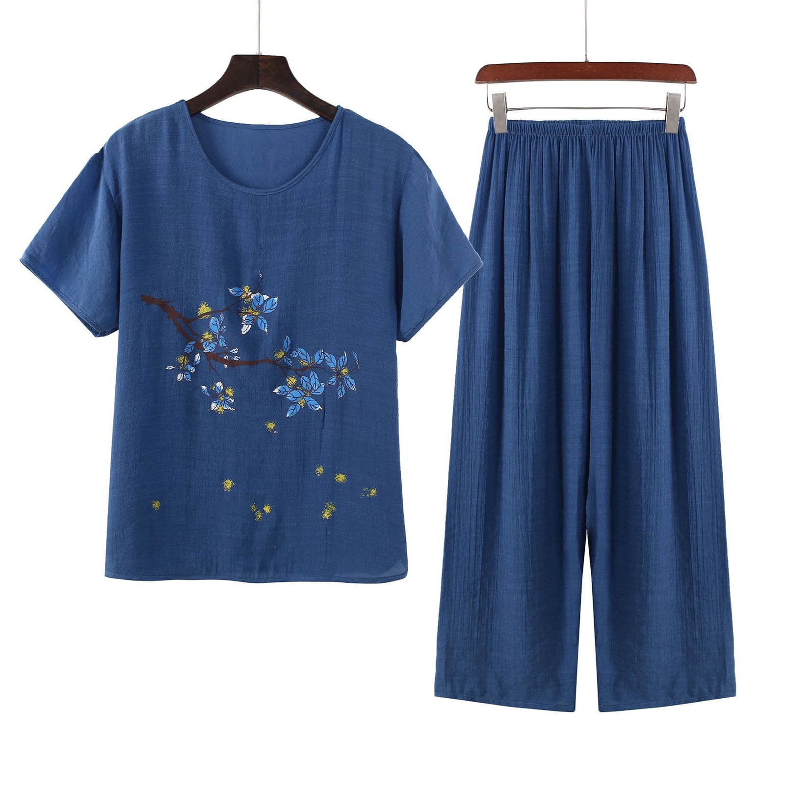Nrmvnmi 2 Pcs Silk Pajamas for Women 2024 Fashion Pajama Short Floral ...