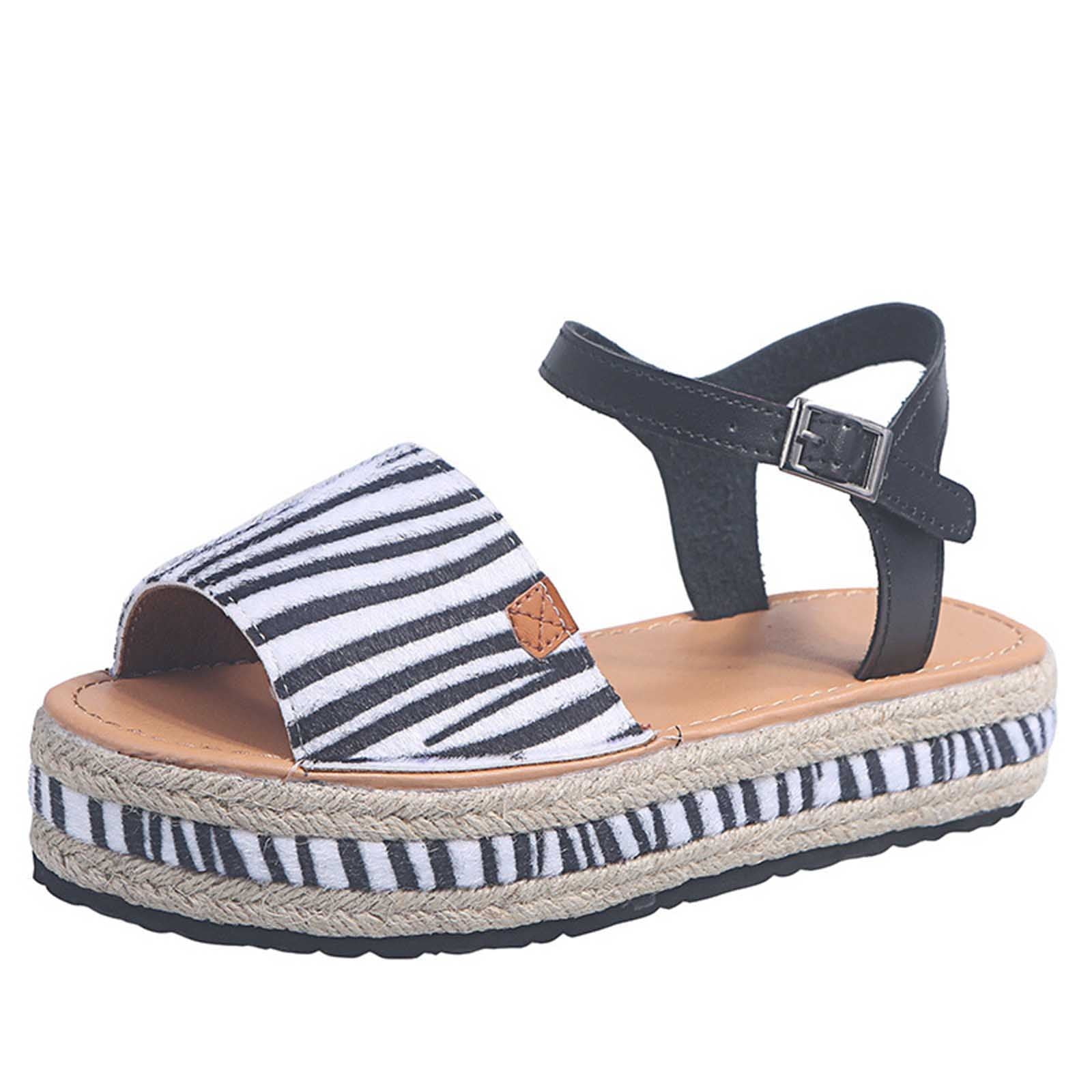 Nrmvnmi 2024 Women's Boho Platform Sandals Open Toe Ankle Strap Summer ...