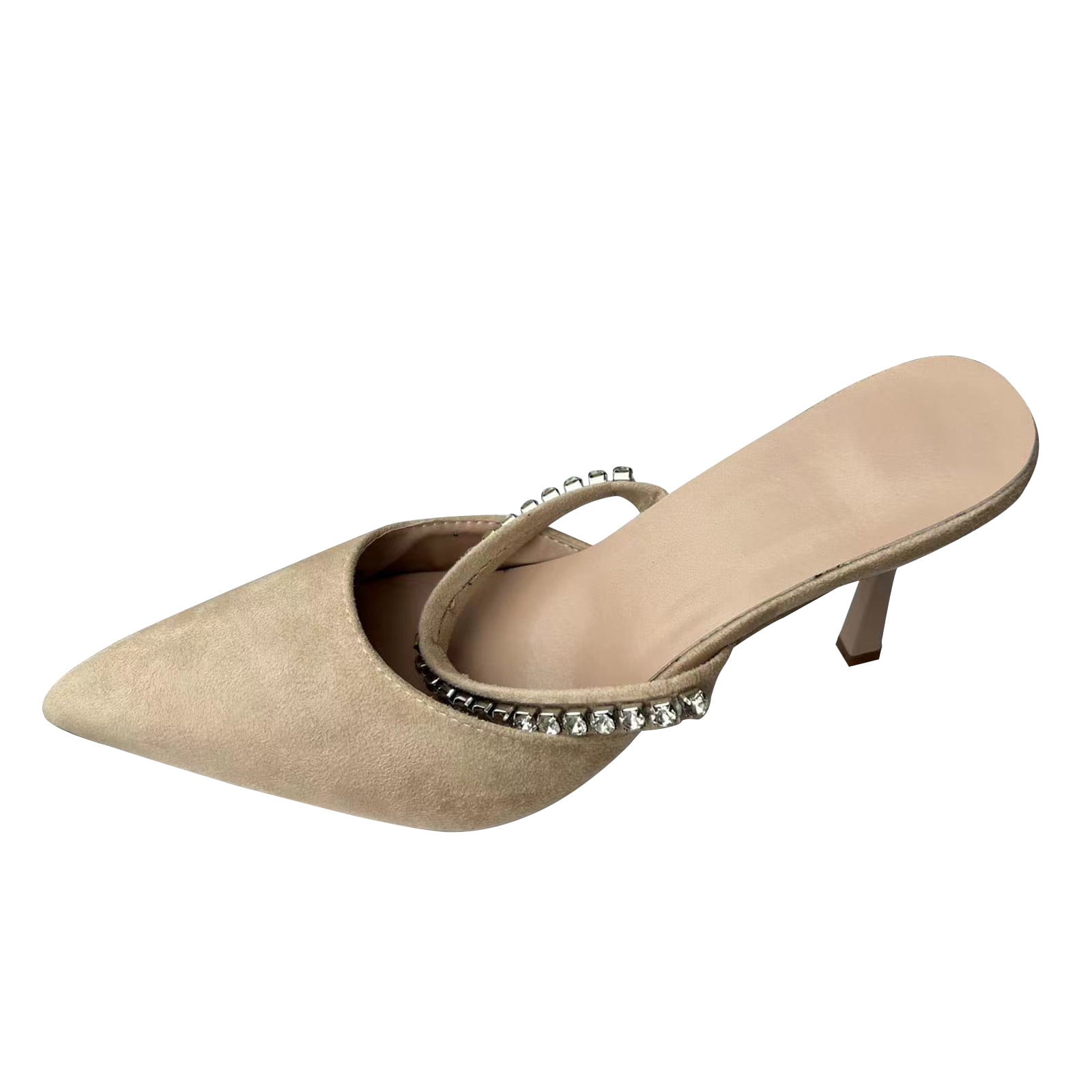 Nrmvnmi Women's Mule Heels Rhinestones Strappy Stiletto Slide Pumps ...