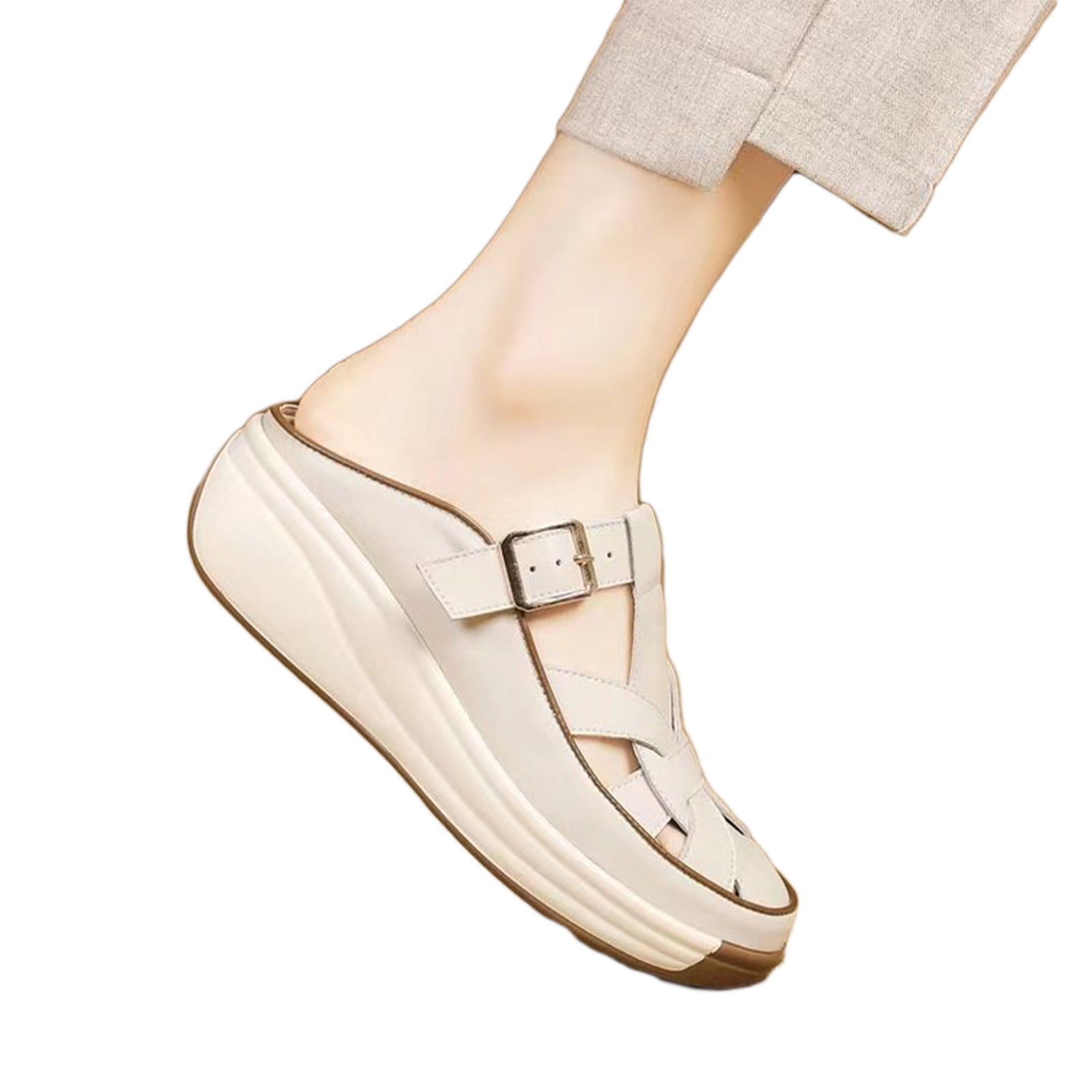 Nrmvnmi 2024 Women's Slides Round Toe Summer Outdoor Casual Thick ...