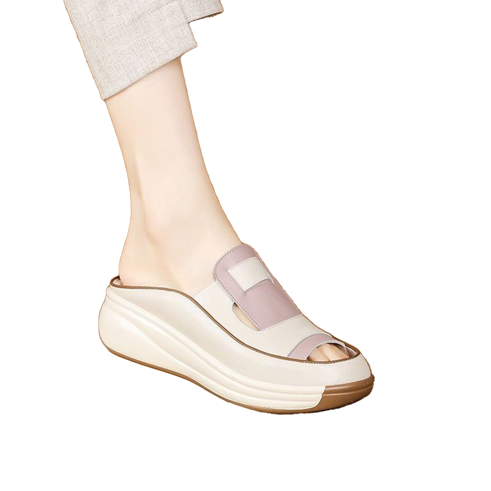 Nrmvnmi 2024 Women's Slides Round Toe Summer Outdoor Trendy Leisure ...