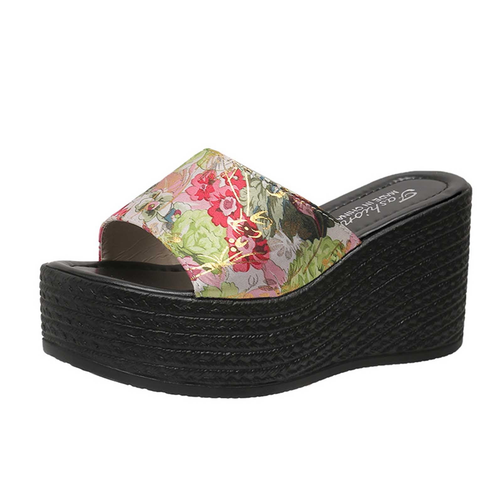 Nrmvnmi 2024 Women's Wedge Slipper Open Toe Summer Floral Platform ...