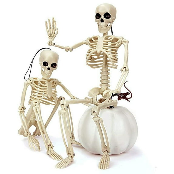 Nrmvnmi 2pcs Halloween Life Size Skeleton,1.5FT Skeleton Decor Poseable ...