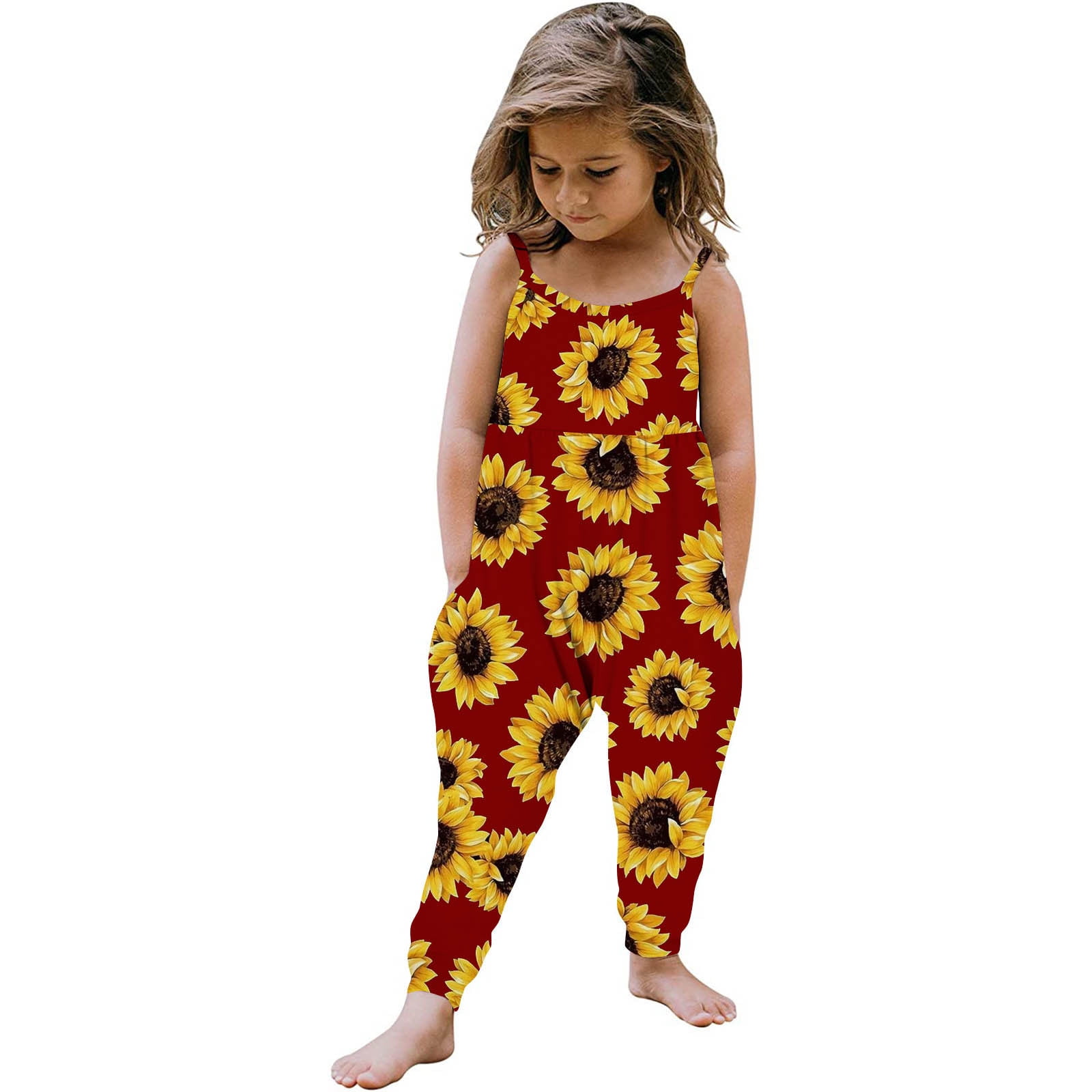 Nrmvnmi Baby Cute Summer Jumpsuits for Girls Floral Prints Kids ...