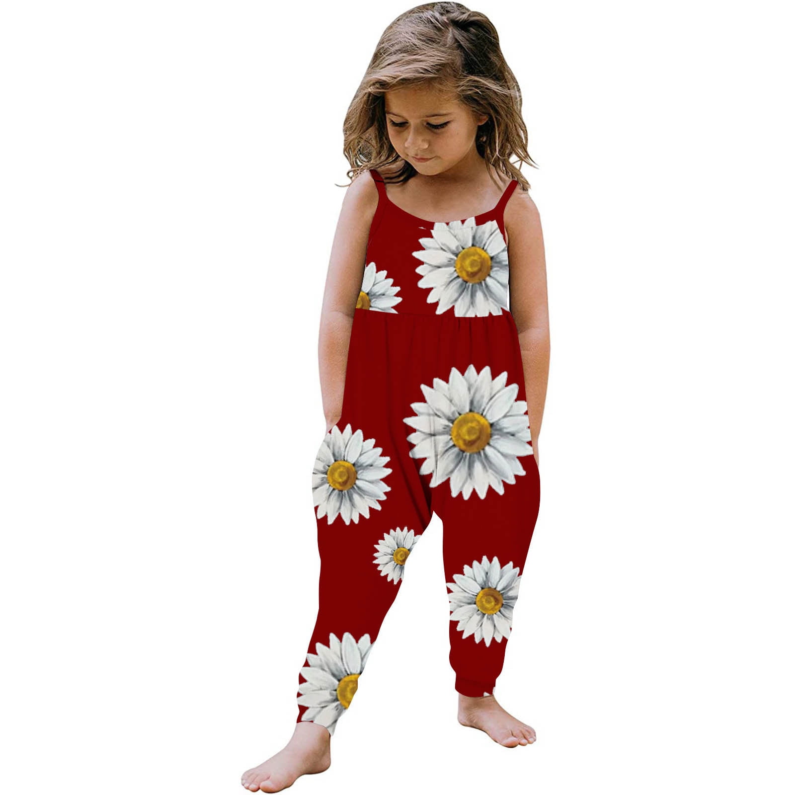 Nrmvnmi Baby Cute Summer Jumpsuits for Girls Floral Prints Kids ...