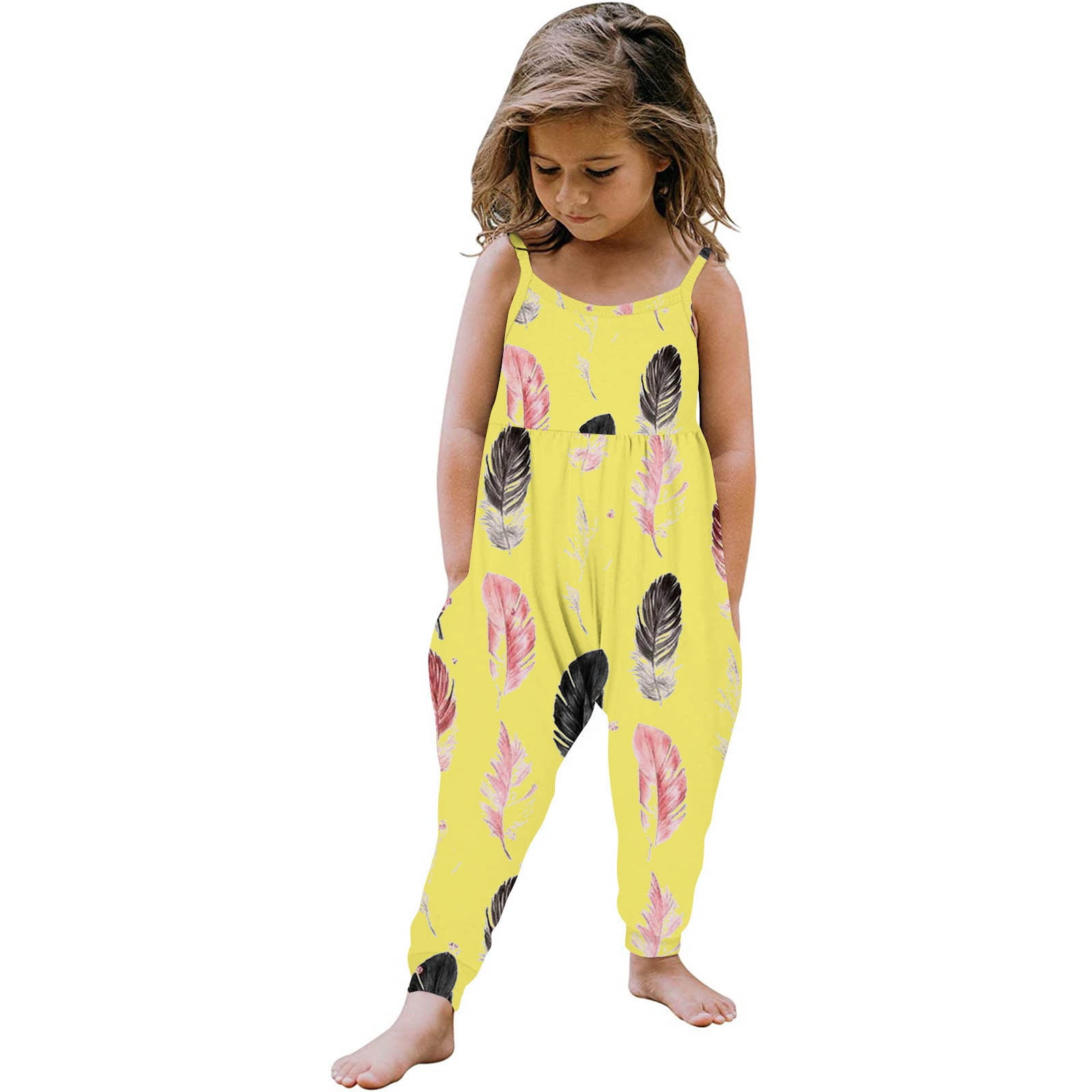 Nrmvnmi Baby Cute Summer Jumpsuits for Girls Floral Prints Kids ...