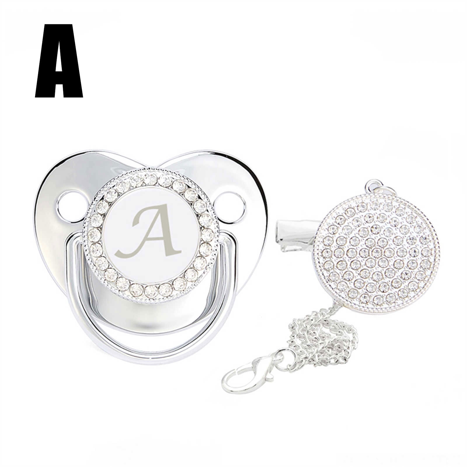 Nrmvnmi Baby Pacifier and Clips with Rhinestones Silver Bling 26 ...