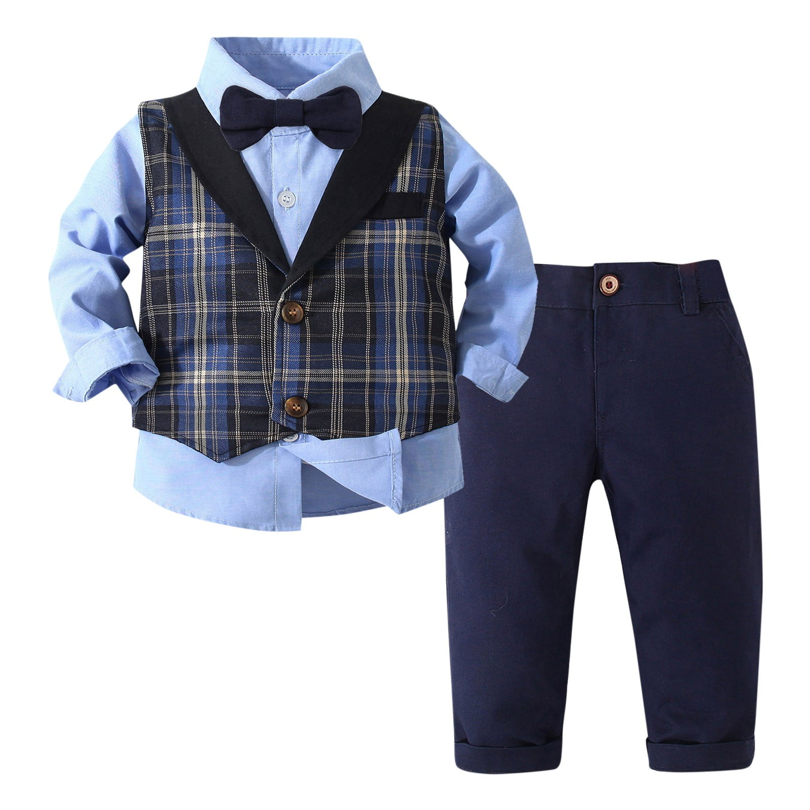 Nrmvnmi Boys' 4-Piece Formal Suit Set, Vest, Pants, Collared Dress ...