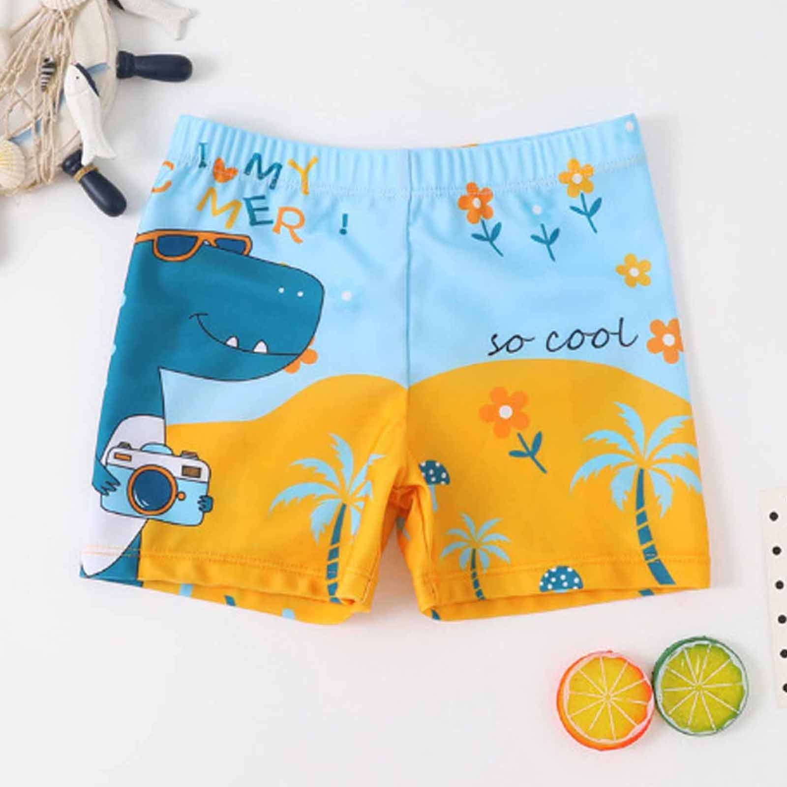 Nrmvnmi Boys Summer Swiming Trunks Cute Cartoon Dinosaur Print Flat ...