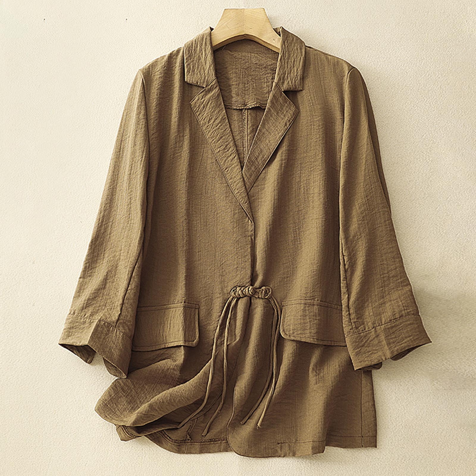 Nrmvnmi Cotton Linen Blazer Women Suit Jackets for Work Business Casual ...